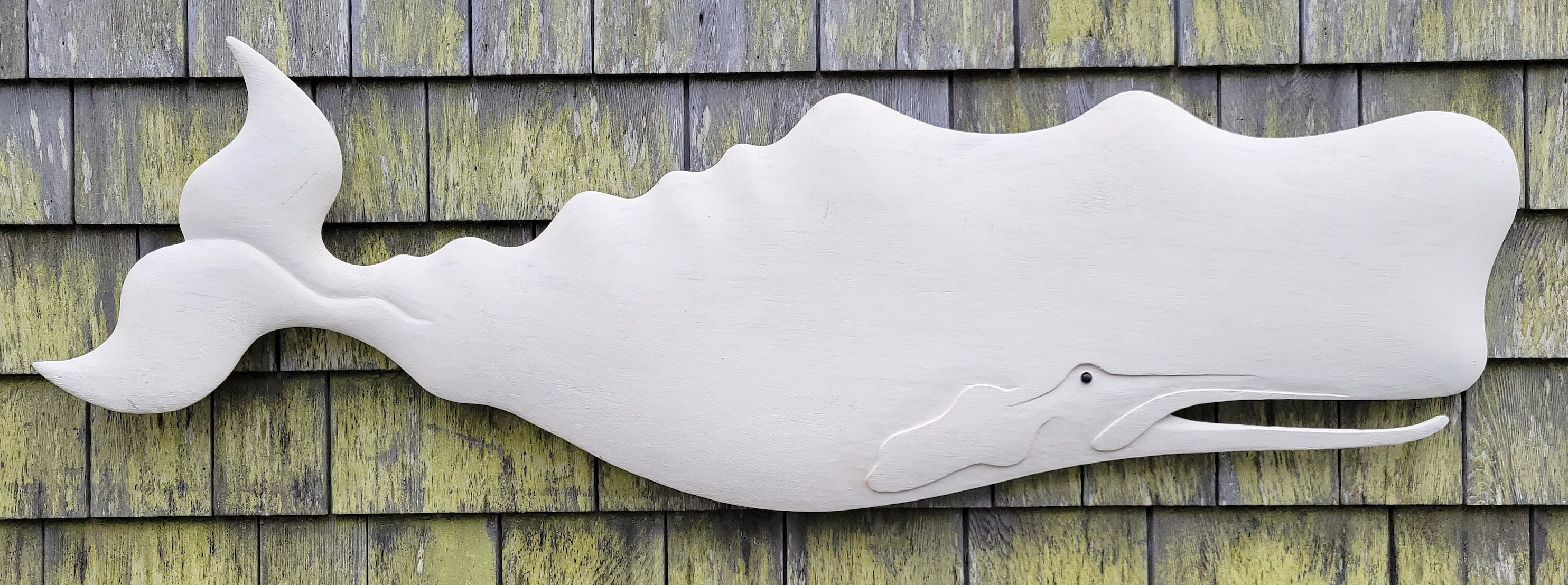 Large Folk Art Carved and Painted Moby Dick Sperm Whale Plaque - Large ...