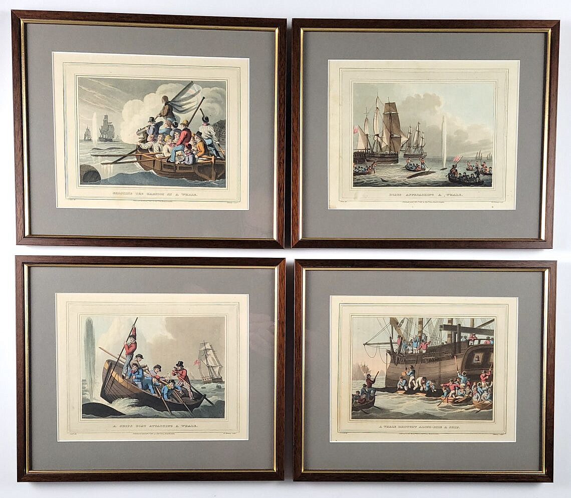 Four 1813 Matthew Dubourg Handcolored Whaling Scene Engravings - Four ...