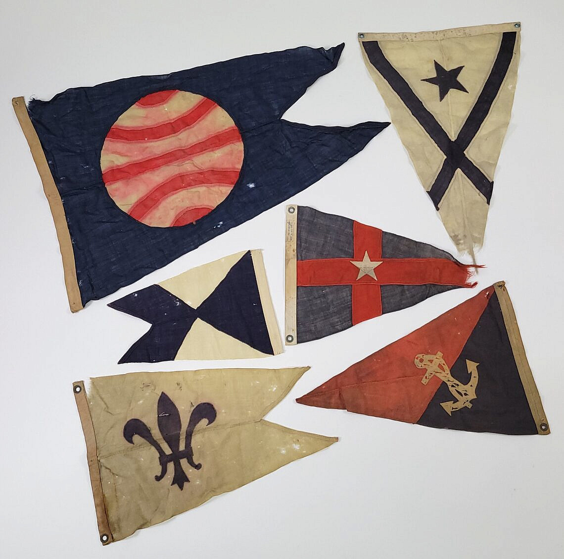 Six Vintage 1930s Yacht Club Burgee Flag Pennants - Six Vintage 1930s Yacht Club Burgee Flag ...