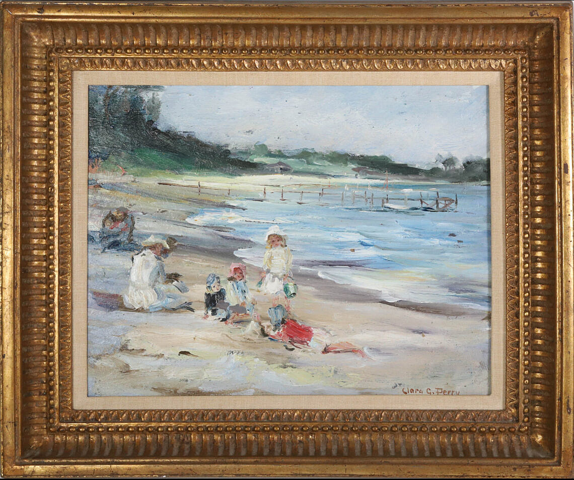 Clara Greenleaf Perry Oil On Panel Seaside Scene "Cotuit Brookes And ...