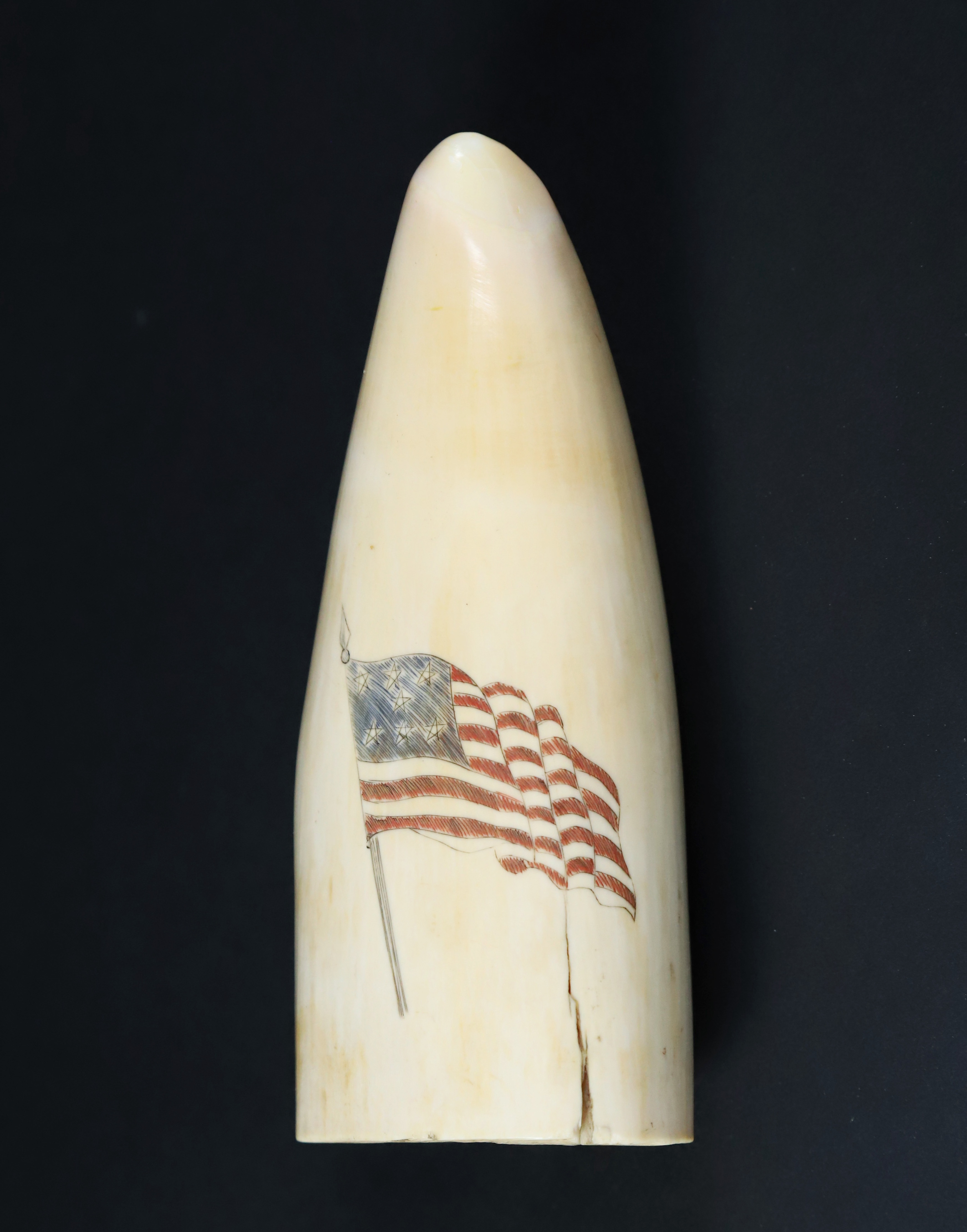 Scrimshaw Polychromed Whale Tooth "Seven-Star Flag" 19th Century ...