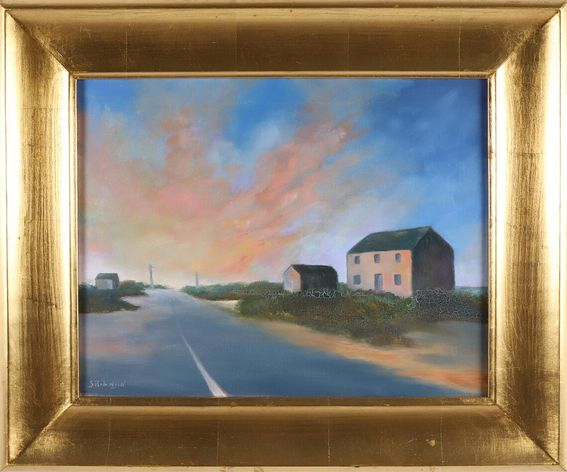 S. Robinson Oil On Canvas "Sunset Street Scene" - S. Robinson Oil On ...