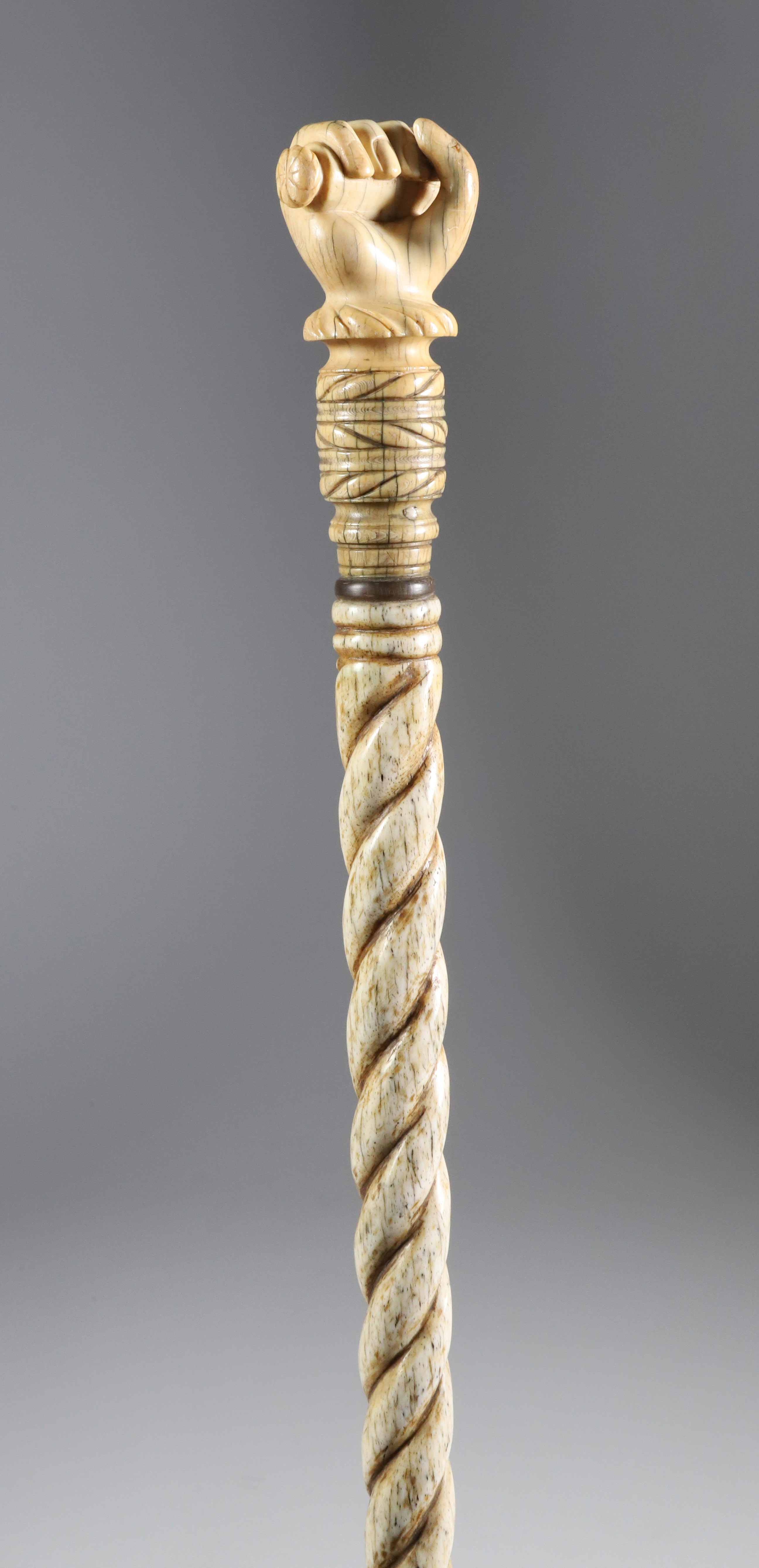 Whaler Made Fist Holding Dowel Walking Stick early 19th Century ...