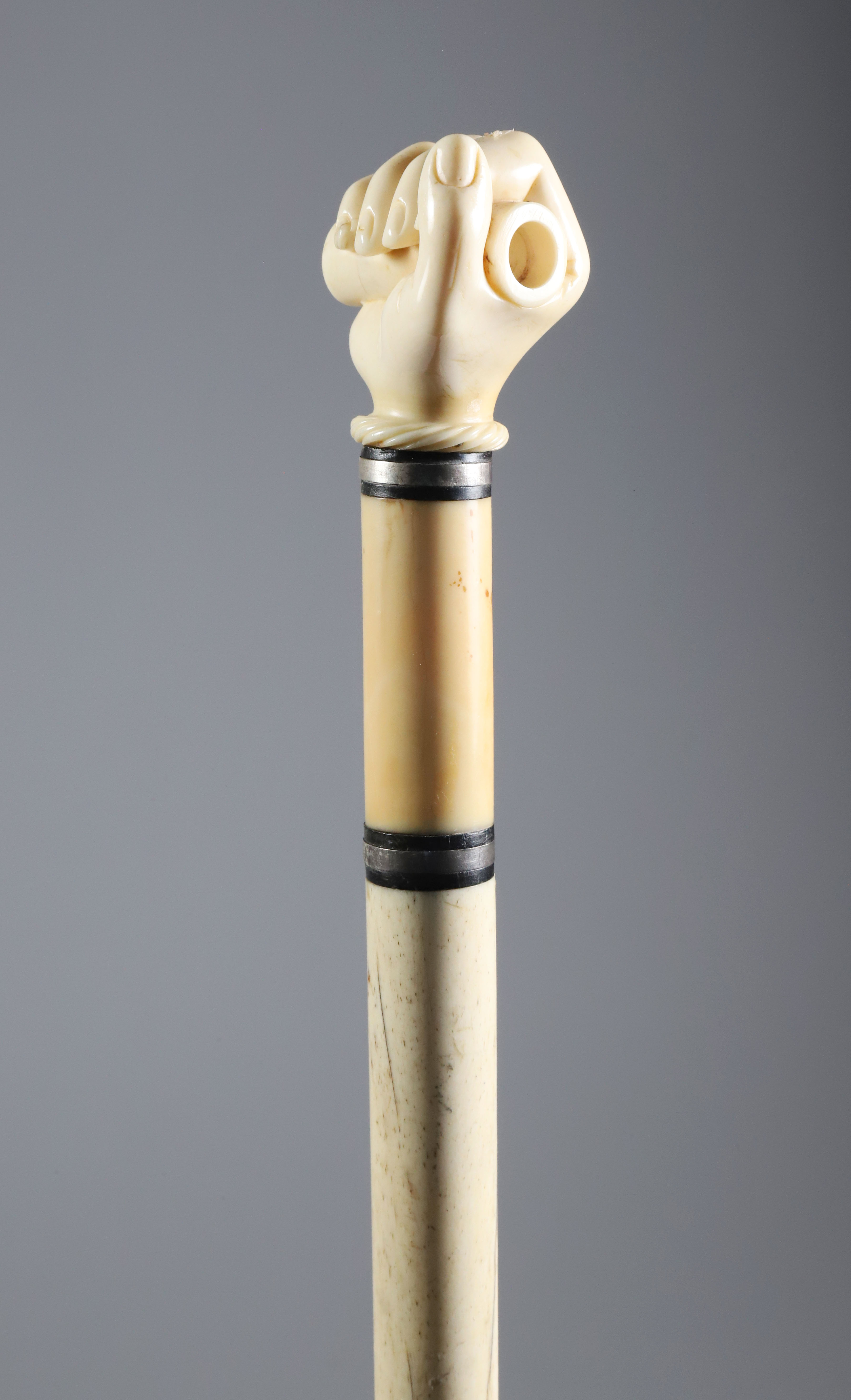 Whaler Made Fist Holding Dowel Walking Stick Mid 19th Century - Whaler ...