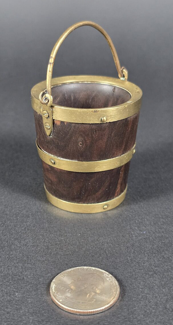 Antique Brass Bound Miniature Treenware Peat Bucket - Antique English ...