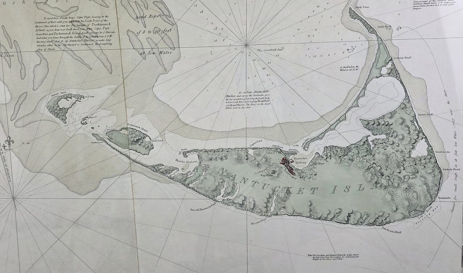 Hand Colored Topographical Map of Nantucket - Vintage 1966 Hand Colored ...