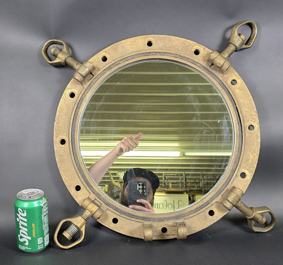 Antique Brass Porthole Ships Window Mirror - Antique Large Brass Ships ...