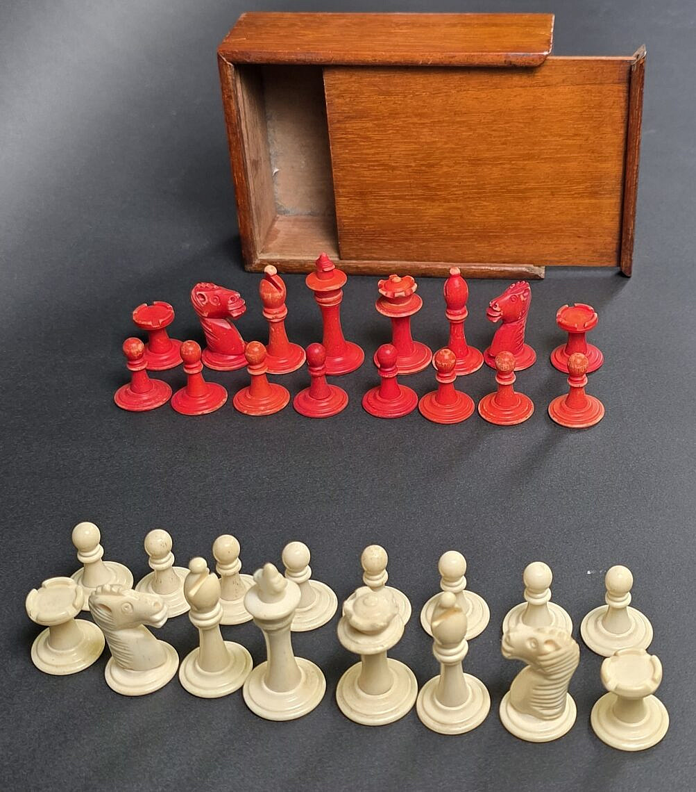 Antique Carved Bone Chess Set 19th century - Antique Carved Bone Chess ...