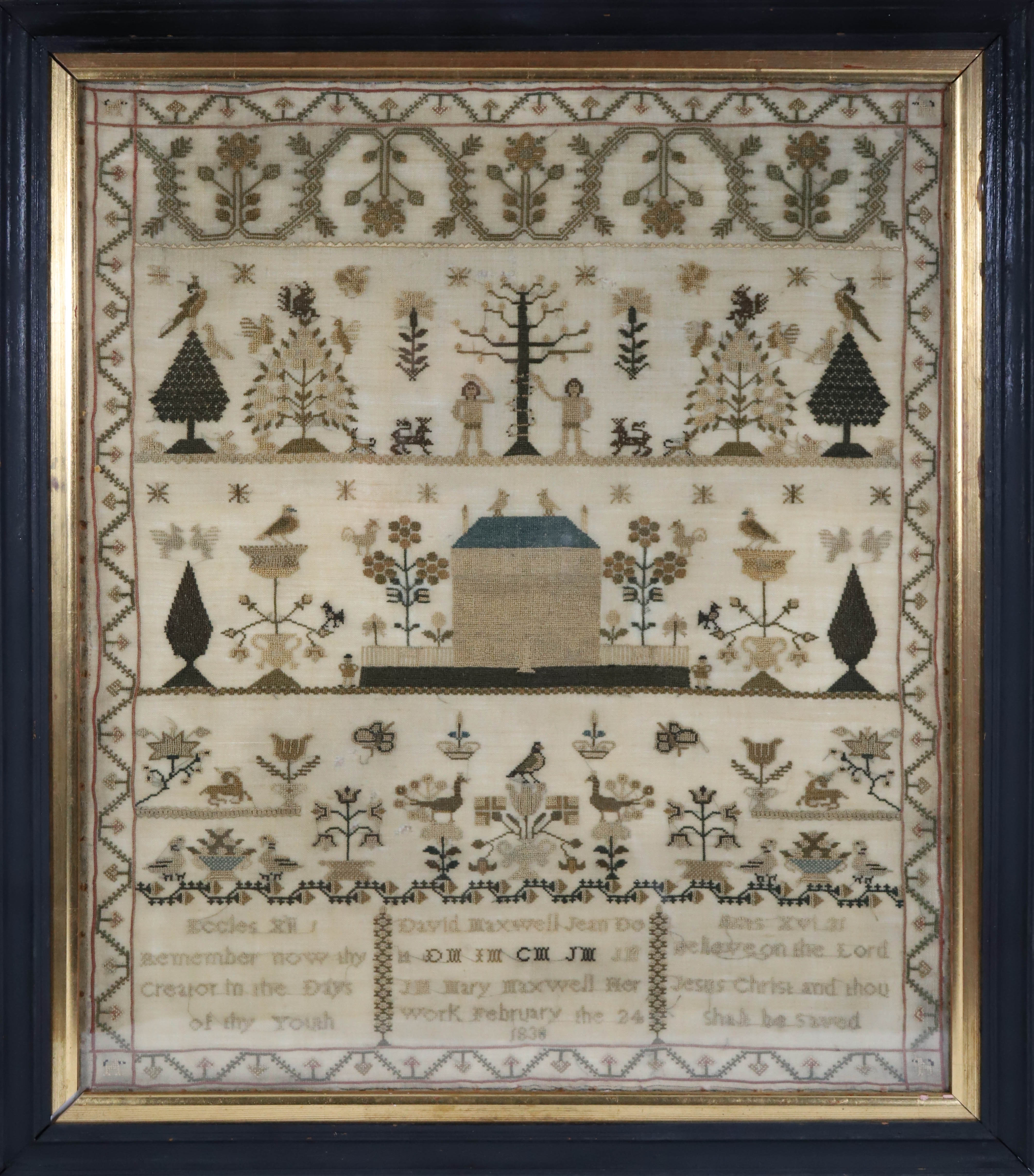 Fine English Sampler Mary Maxwell February the 24 1830 - Fine English ...