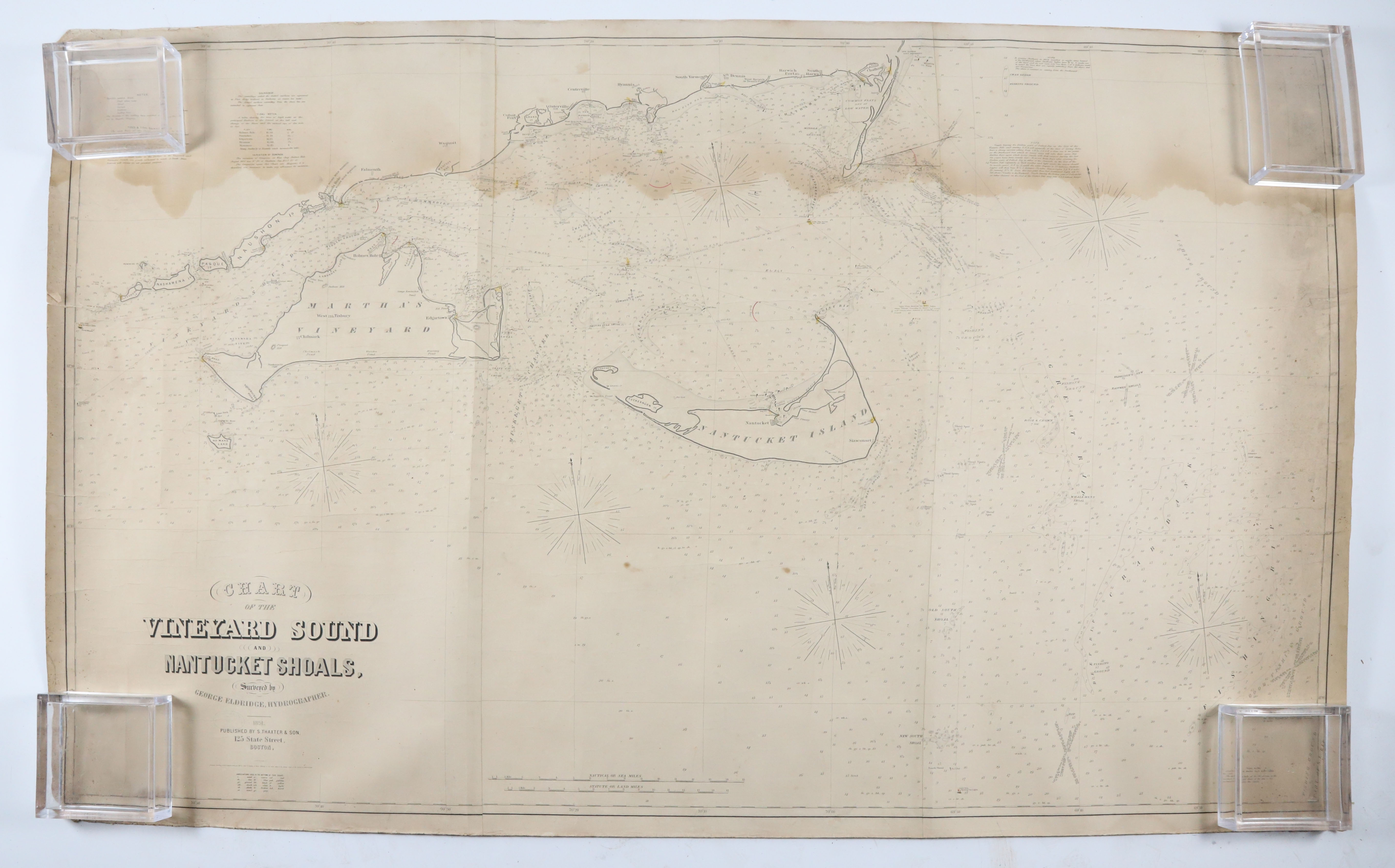 Antique 1891 George Eldridge Vineyard Sound and Nantucket Shoals Chart ...