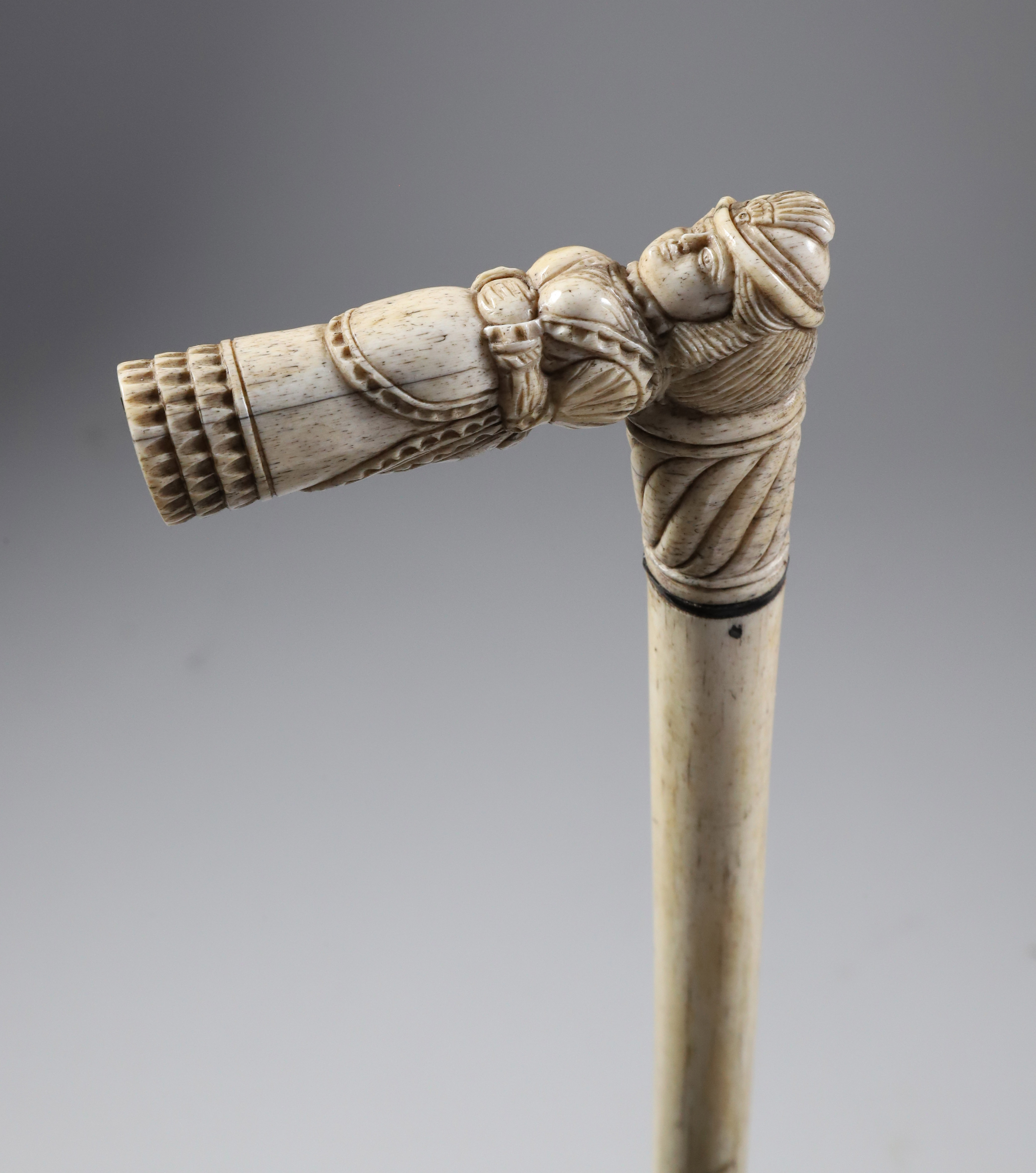 Whale Bone Figural Cane 19th Century - Whale Bone Figural Cane, 19th ...