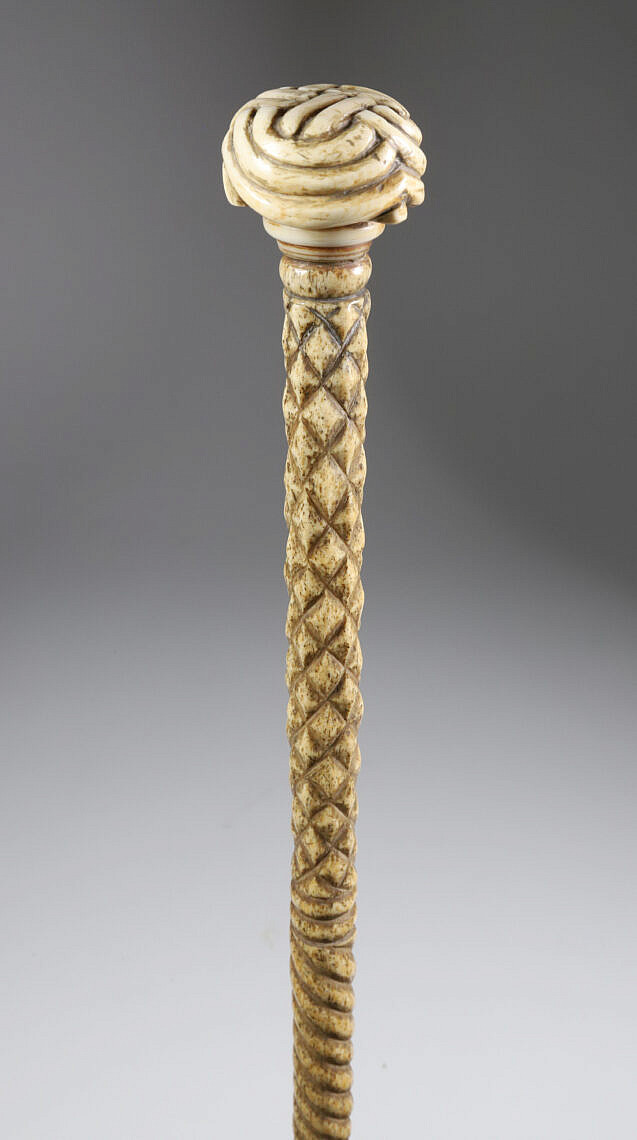 Whaler Made Monkey Fist Walking Stick early 19th Century - Whaler Made ...