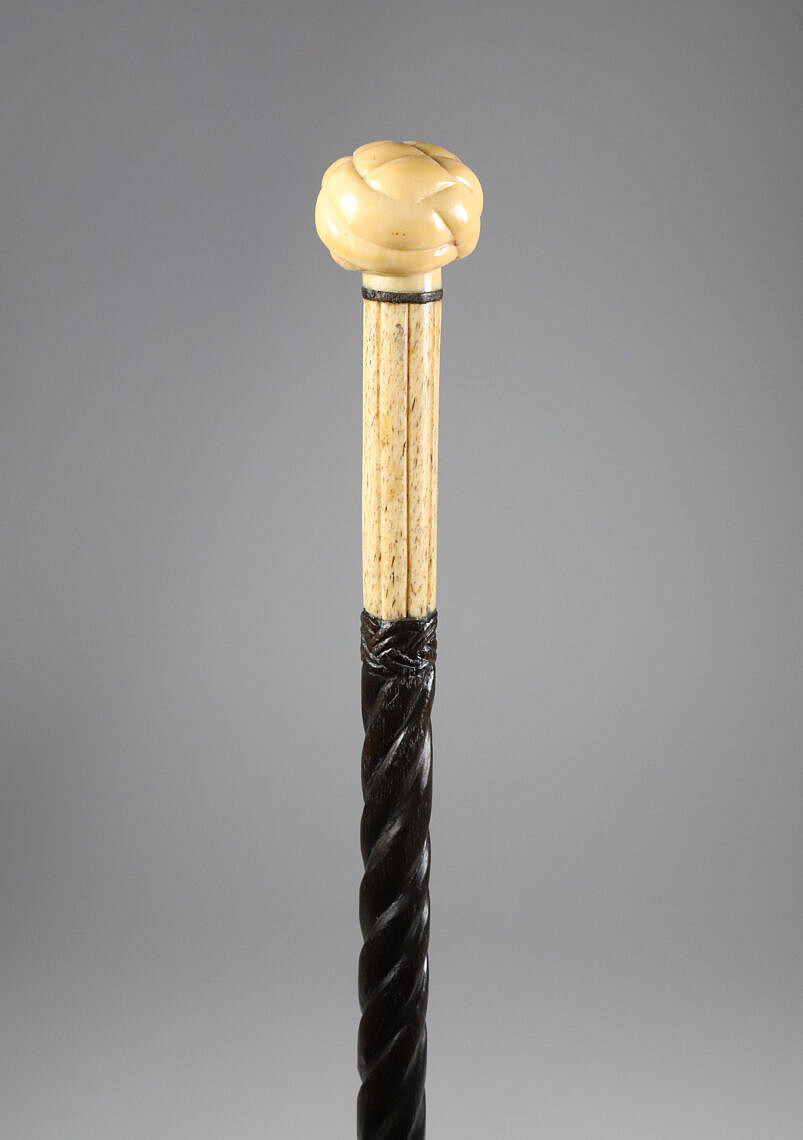 Whaler Made Monkey Fist Grip Walking Stick 19th Century - Whaler Made ...