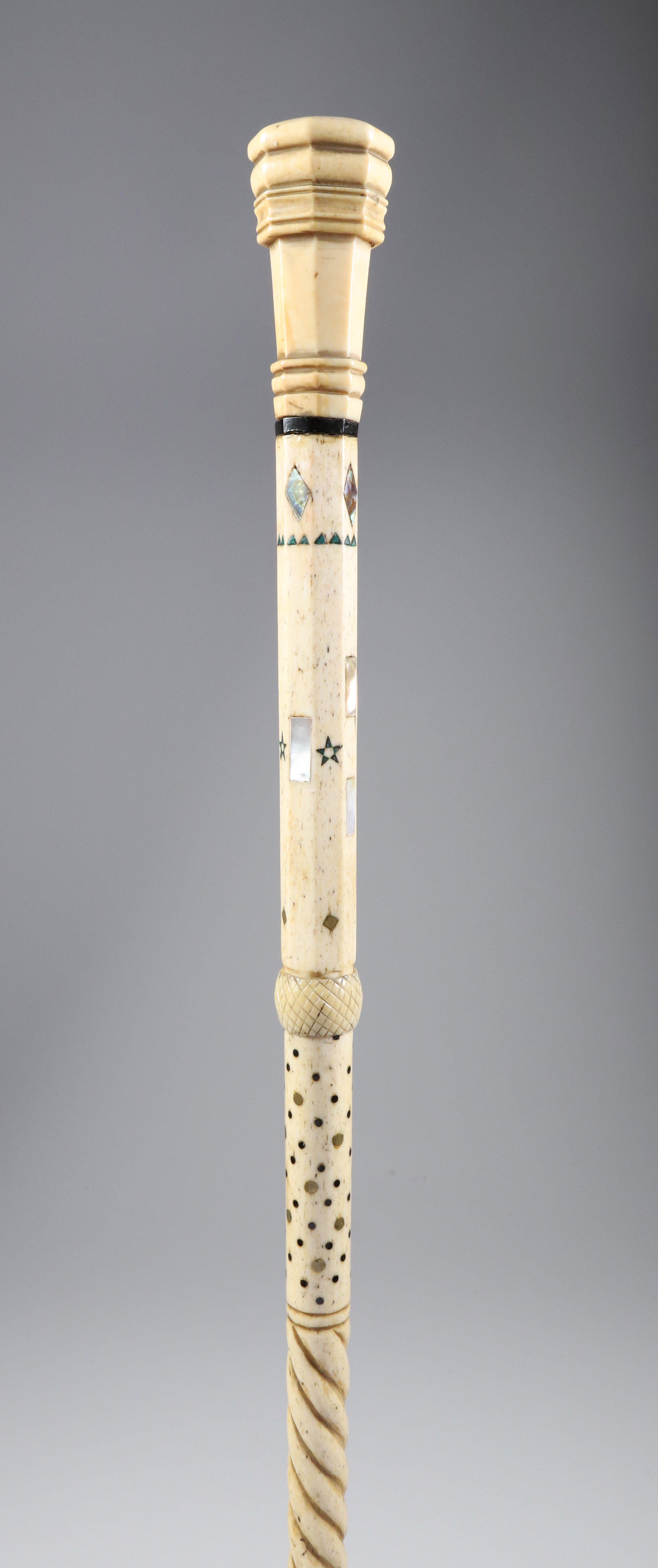 Whaler Made Octagonal Crown Grip Walking Stick mid 19th Century ...