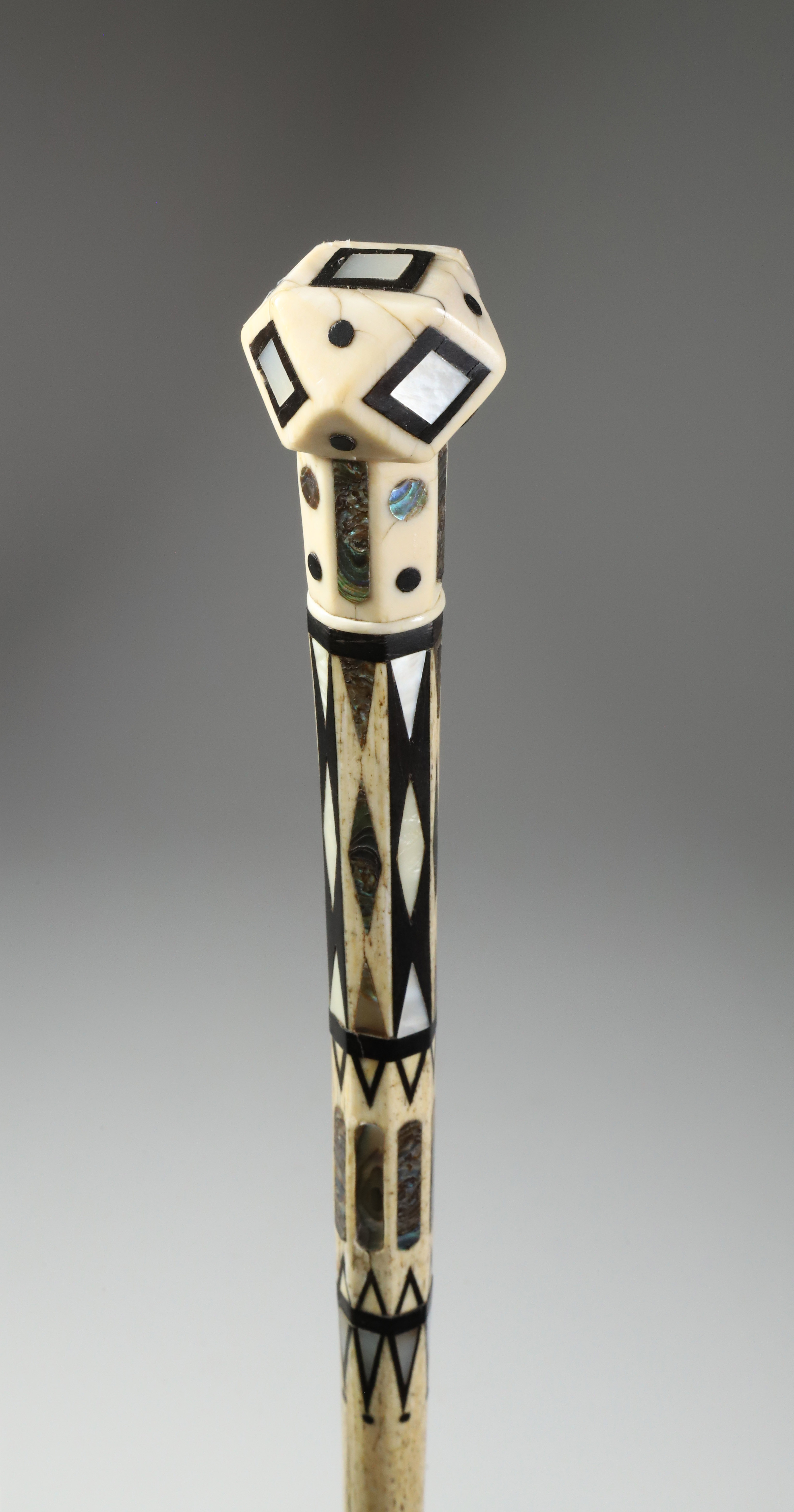 Whaler Made Cuboctahedron Grip Walking Stick mid 19th Century - Whaler ...