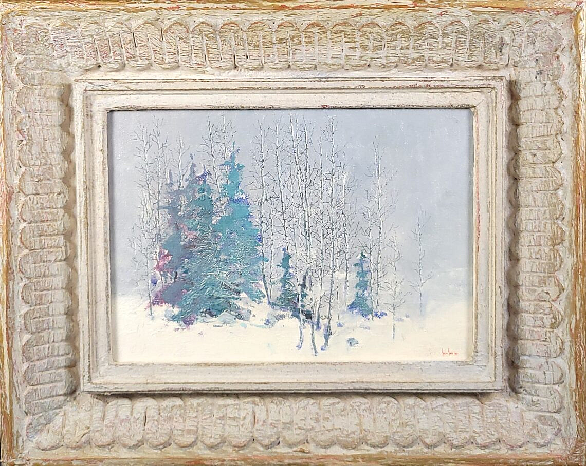 Sam Smith (1918-1999) Oil on Canvas “Snowy Day, New Mexico Mountains ...