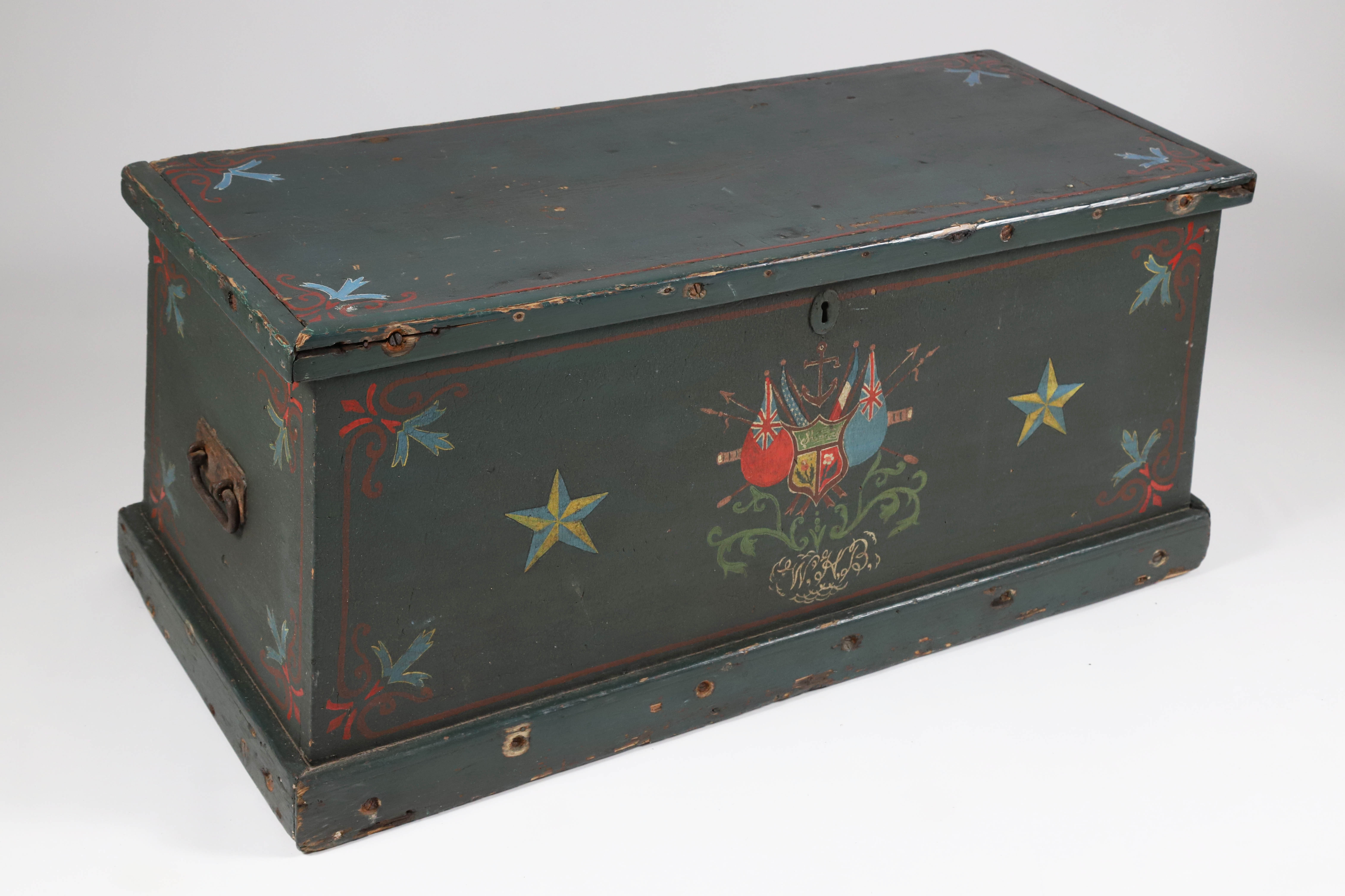 English Decorated Sea Chest 19th Century - English Decorated Sea Chest ...