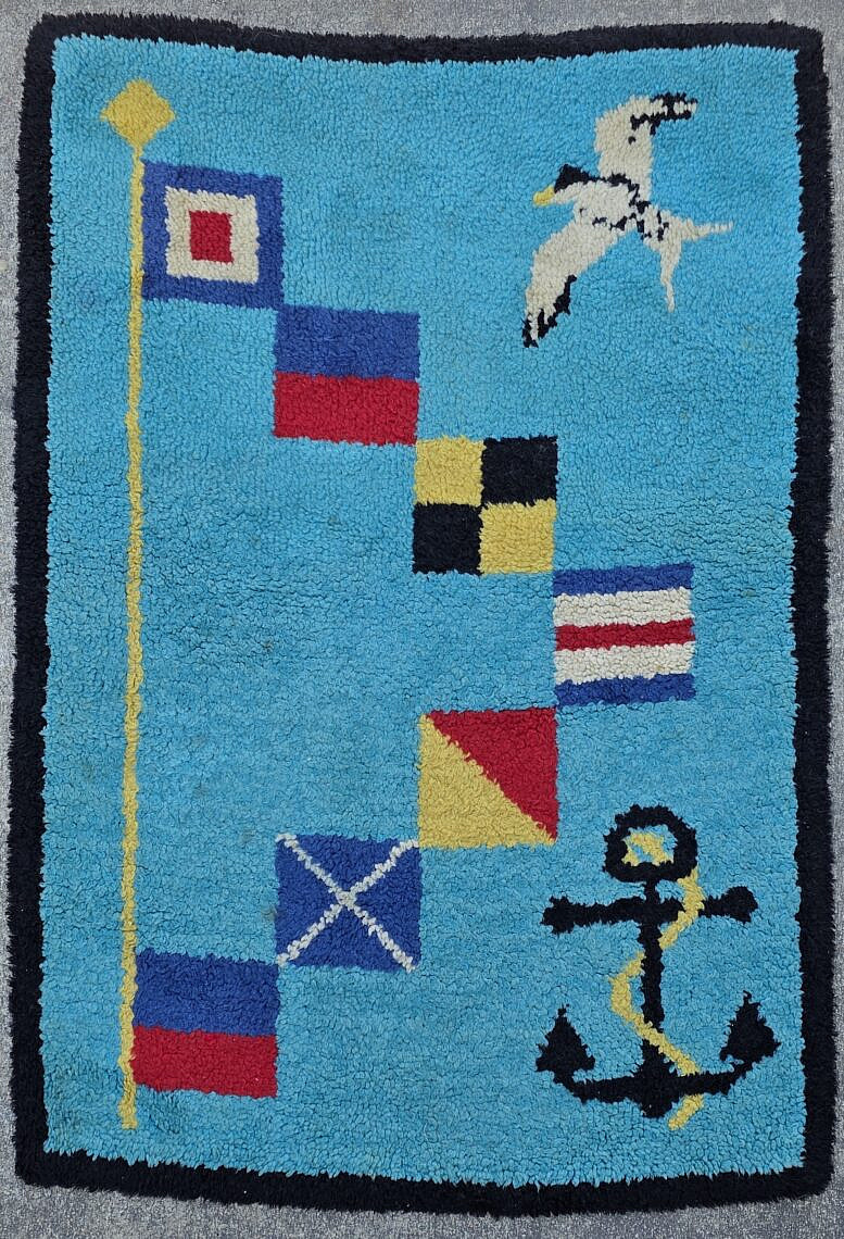 Vintage Signal Flag Hooked Rug - Vintage Signal Flag and Anchor ...