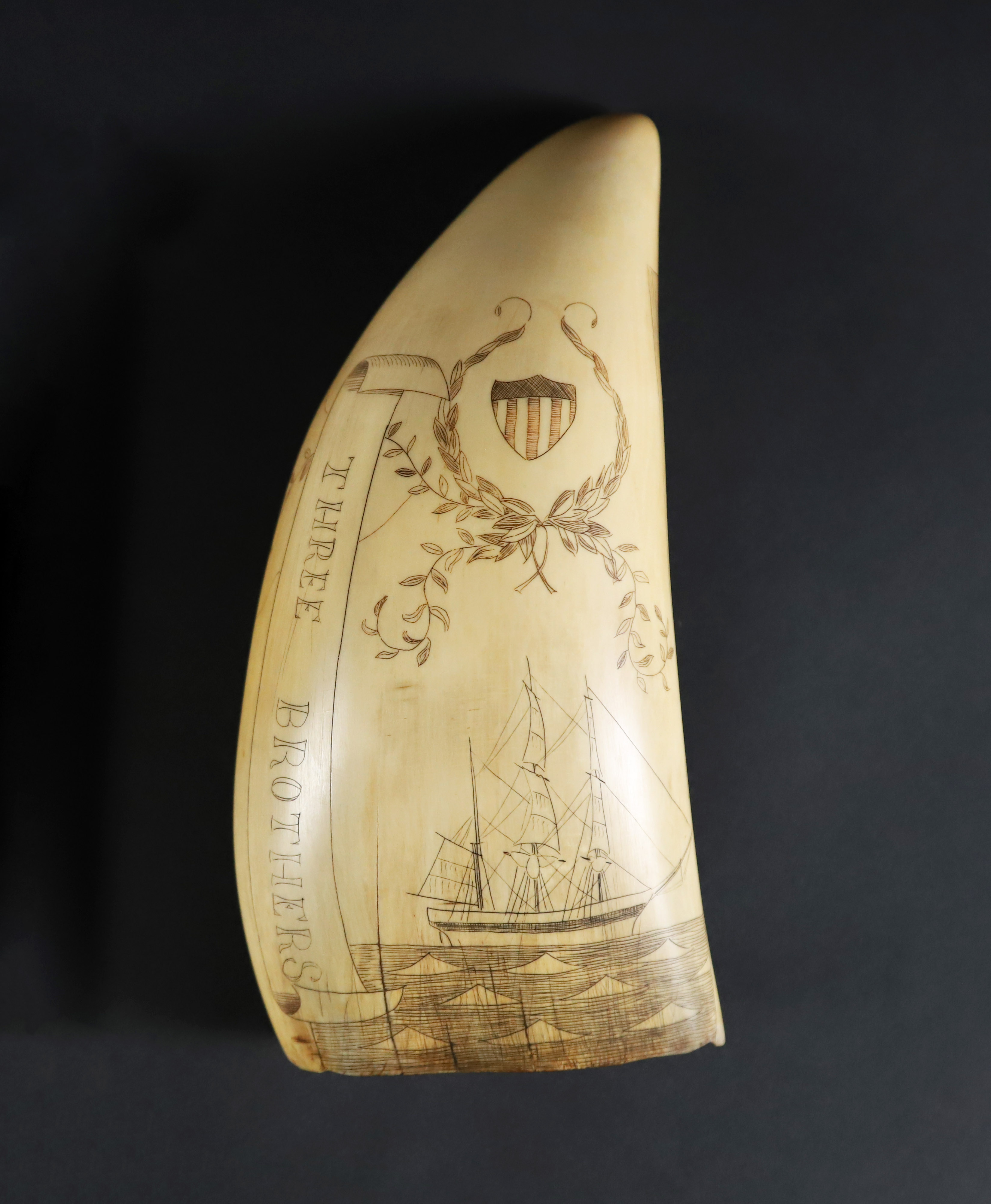 Antique Scrimshaw Sperm Whale Tooth - Scrimshaw Antique Polychrome ...