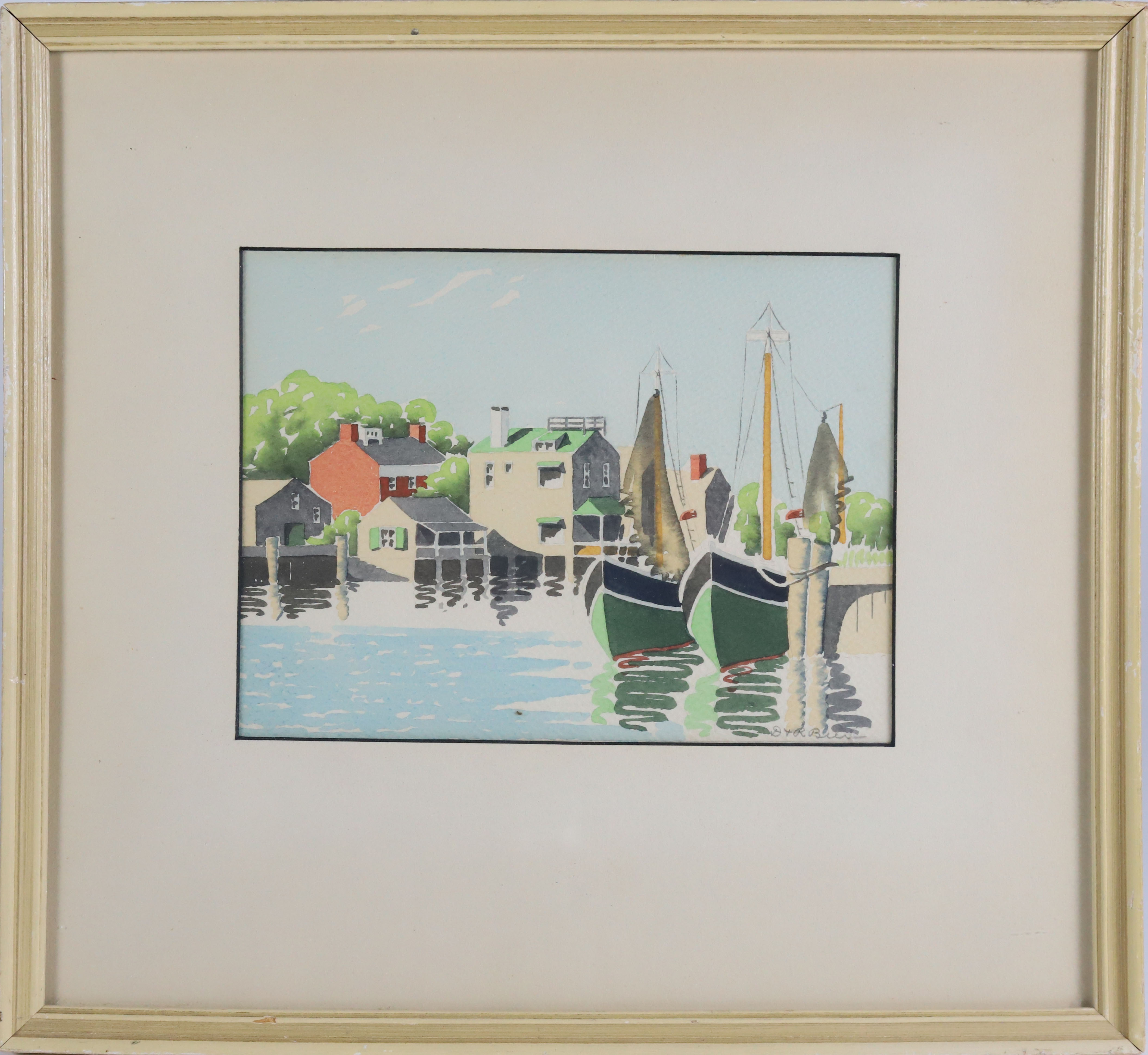 Doris and Richard Beer Nantucket Watercolor "Old North Slip" - Doris and Richard Beer Nantucket ...