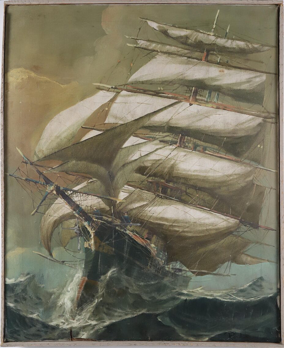 Roch Oil on Canvas "Portrait of a Clipper Ship in Rough Seas" - Roche ...