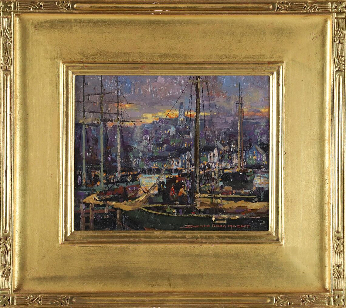 Donald Allen Moser "Moonlight Harbor Scene" Oil on Canvas - Donald ...