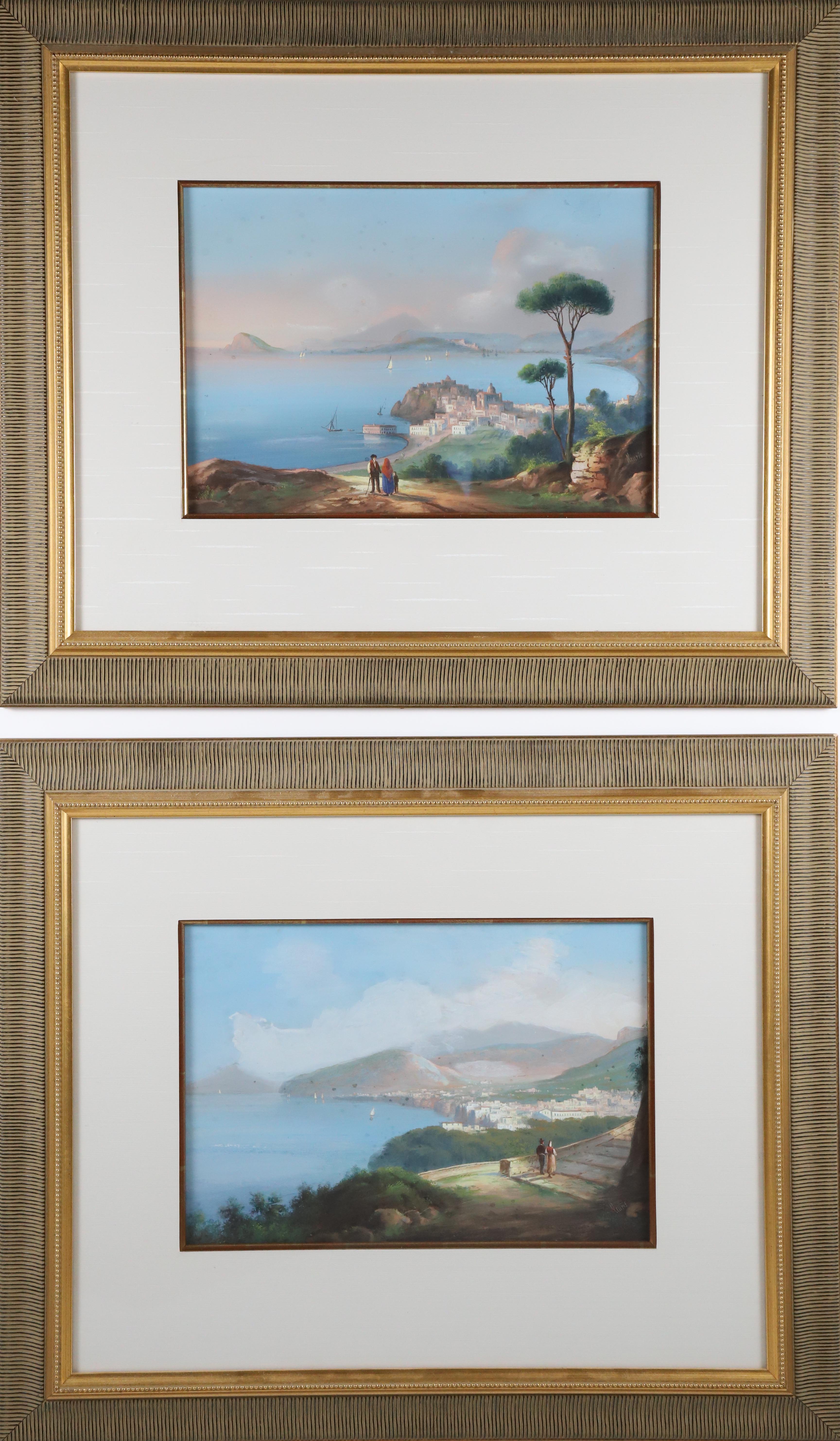 Pair of Emmanuel Meuris (1894-1969) Neopolitan Gouache Tempera ...