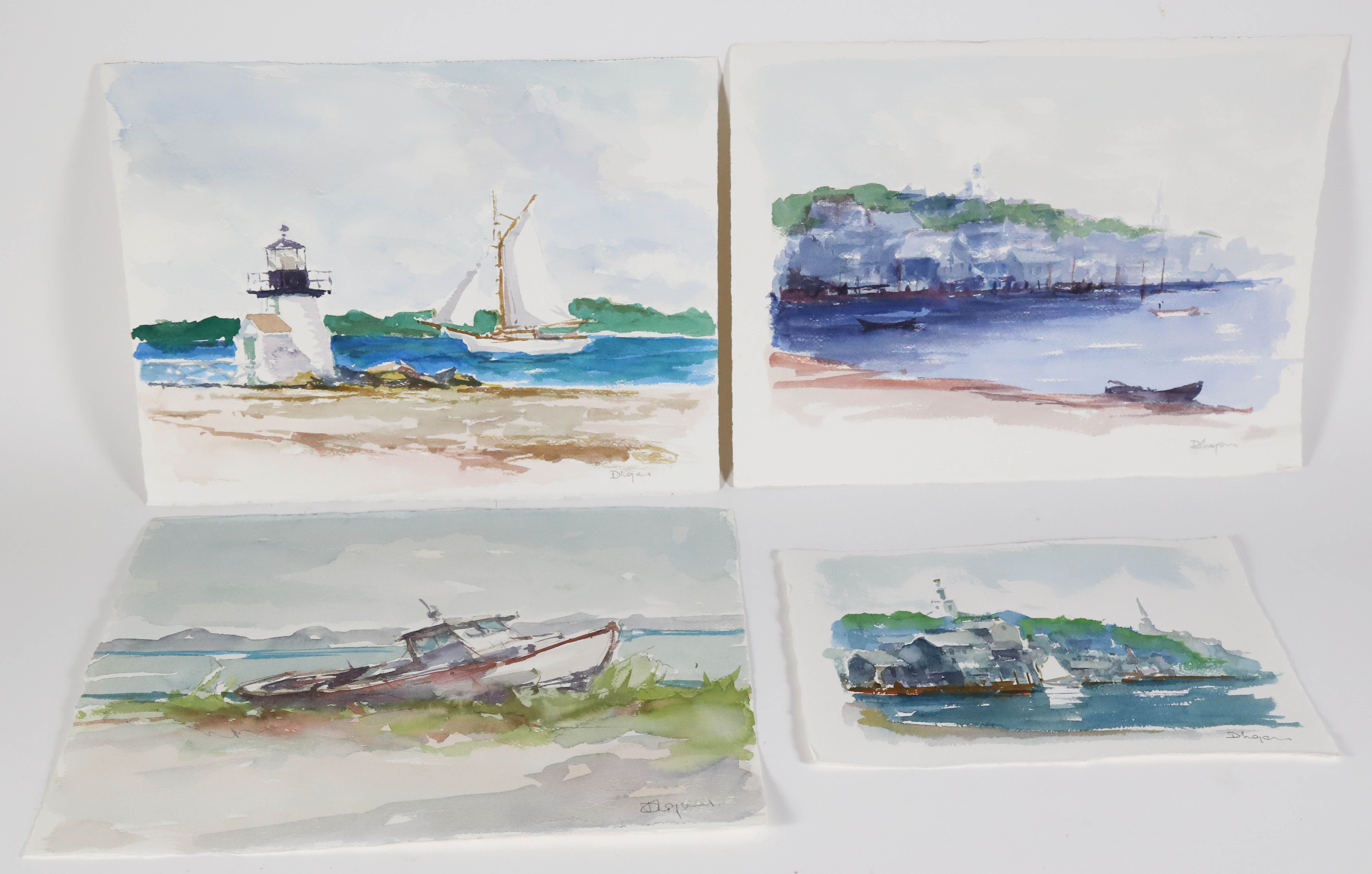 Group of Four David Lazarus (British b. 1952) Nantucket Watercolors ...