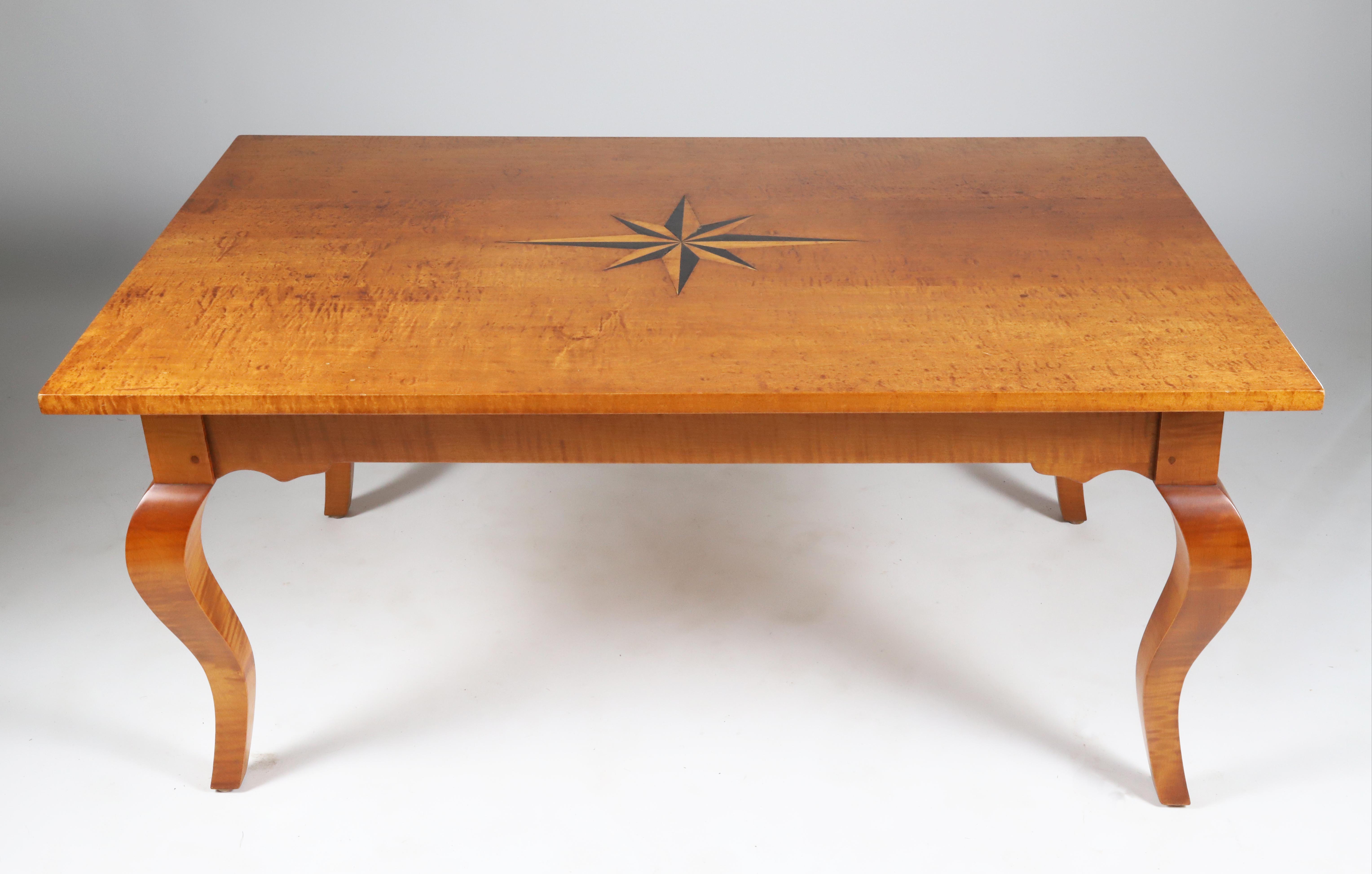 Leonards Tiger Maple Coffee Table With Compass Rose Design - Leonard's ...