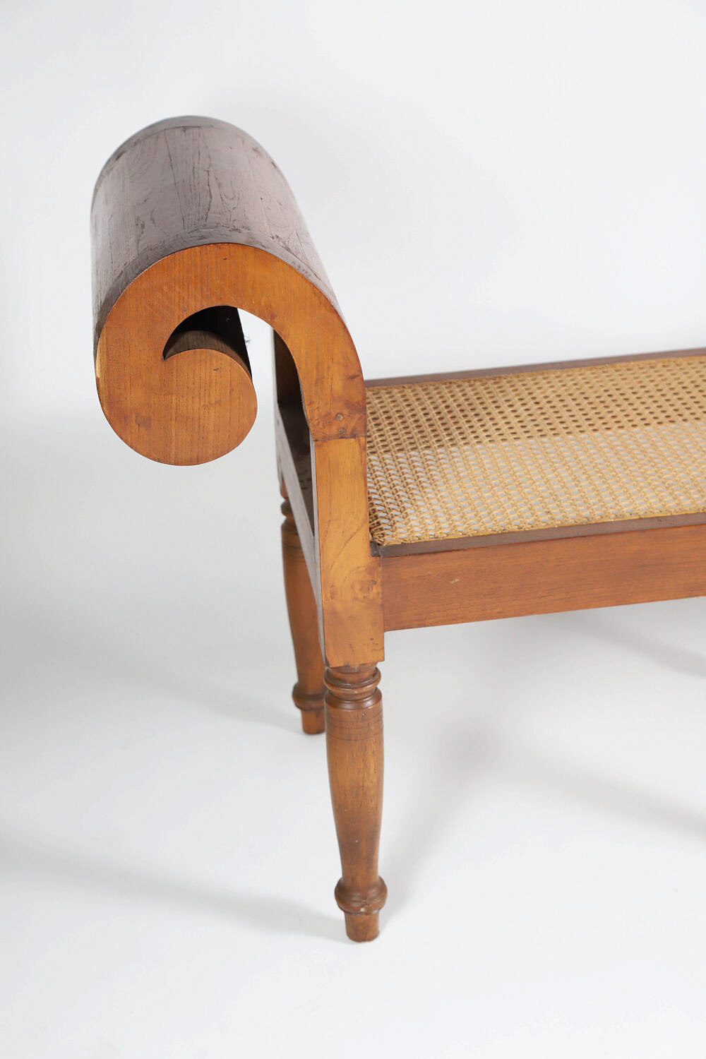 Anglo Indian Style Teak Wood Scroll Arm Window Bench - Anglo Indian ...