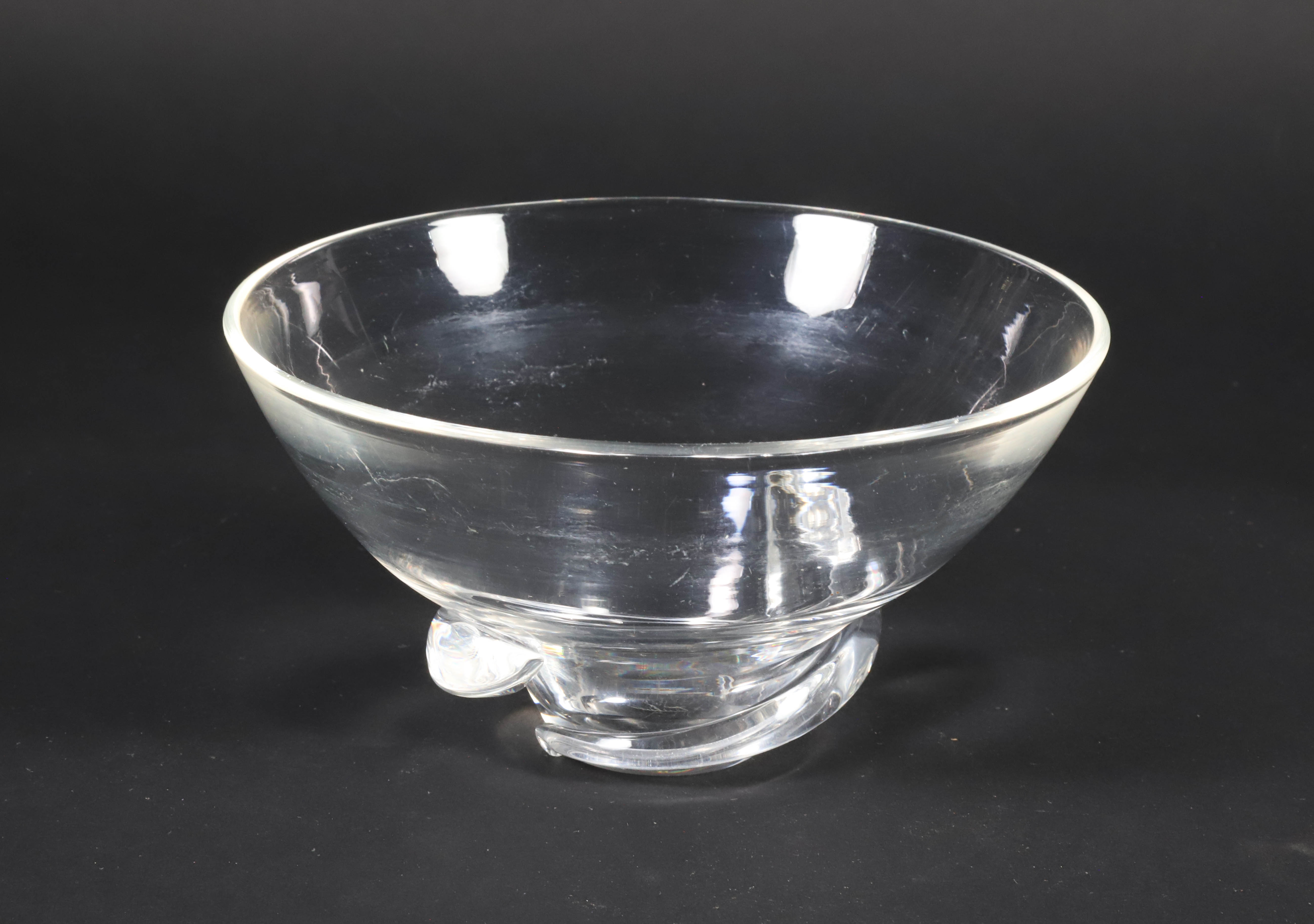 Signed Steuben Clear Crystal Bowl with Spiral Base - Signed Steuben ...
