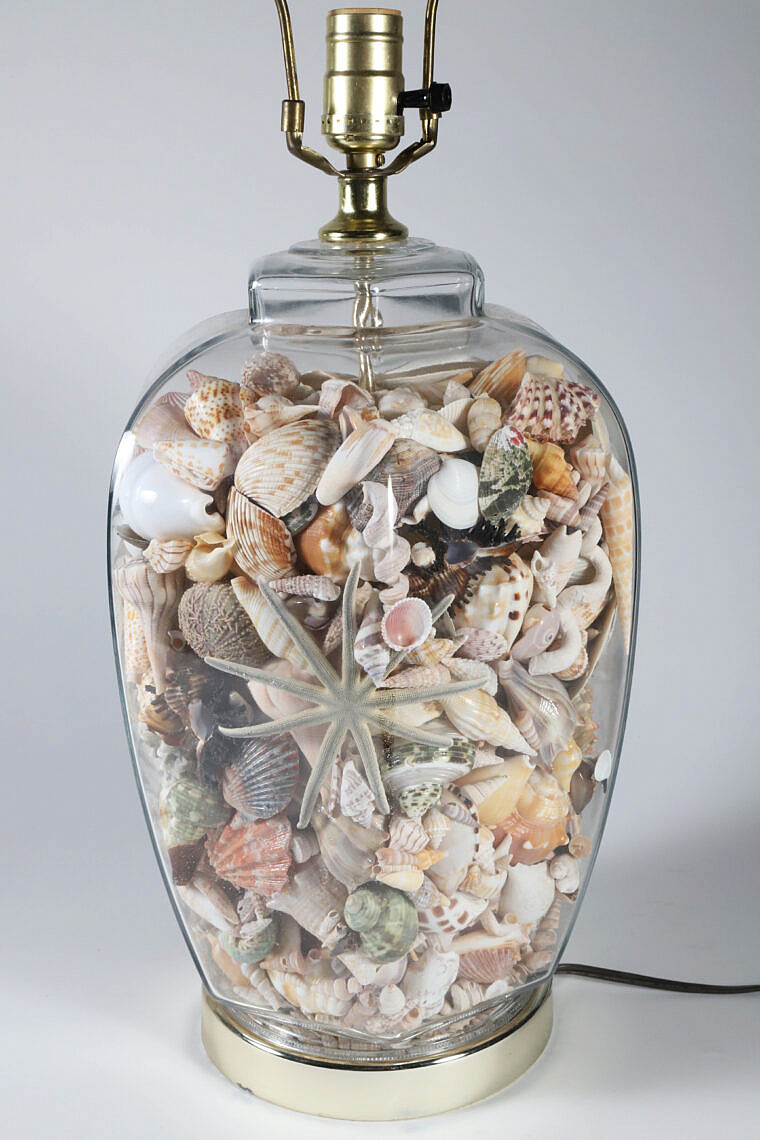 Decorative Clear Glass Lamp Filled with Tropical Shells - Decorative ...
