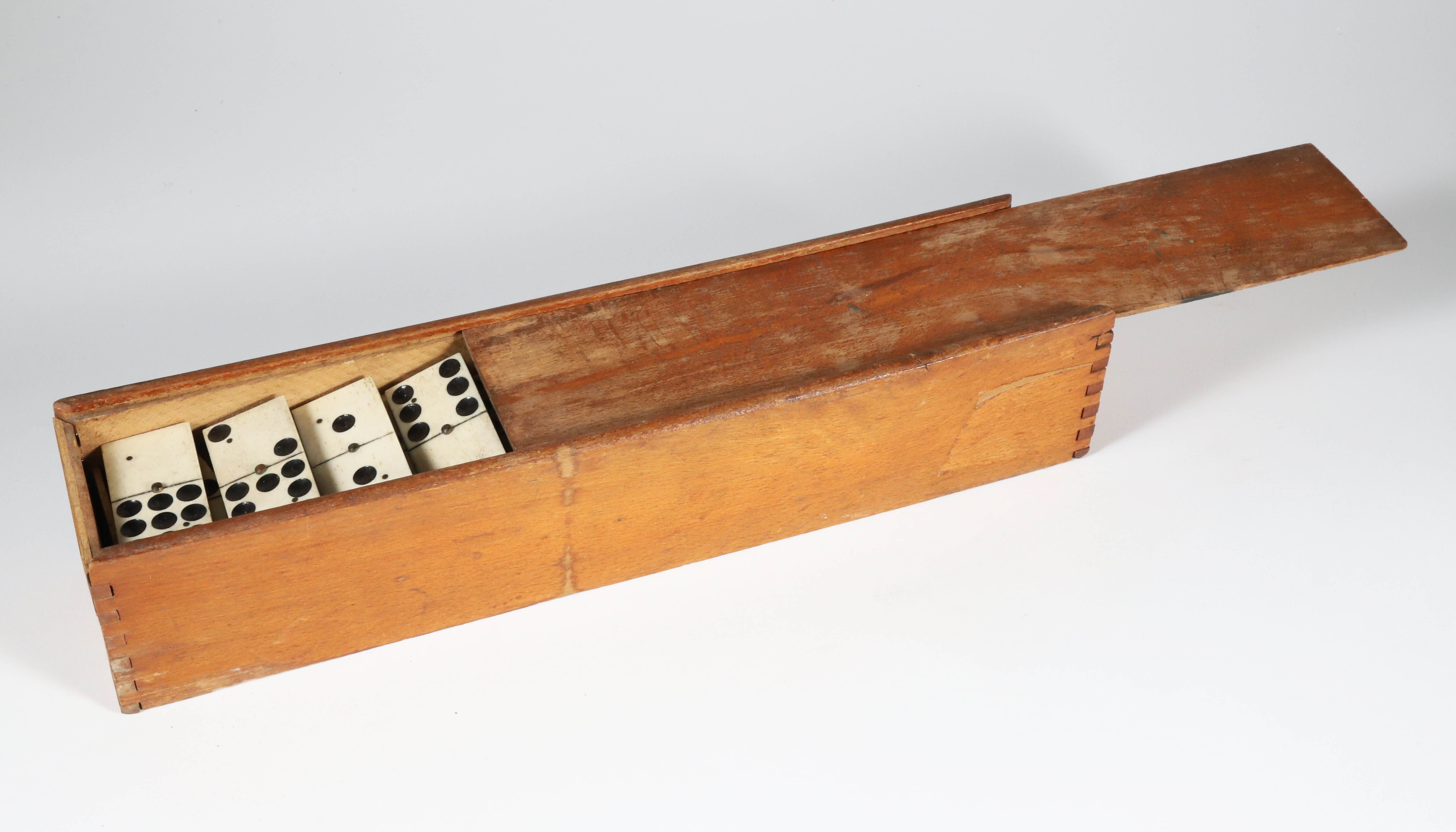 55 Piece Bone and Ebony Boxed Domino Set 19th Century - 55 Piece Bone ...