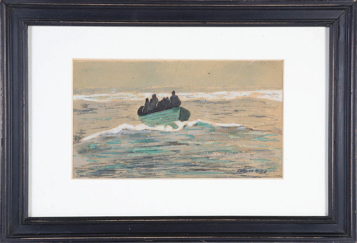 Charles Riter Watercolor on Paper "Coming Ashore in a Dory" - Charles ...