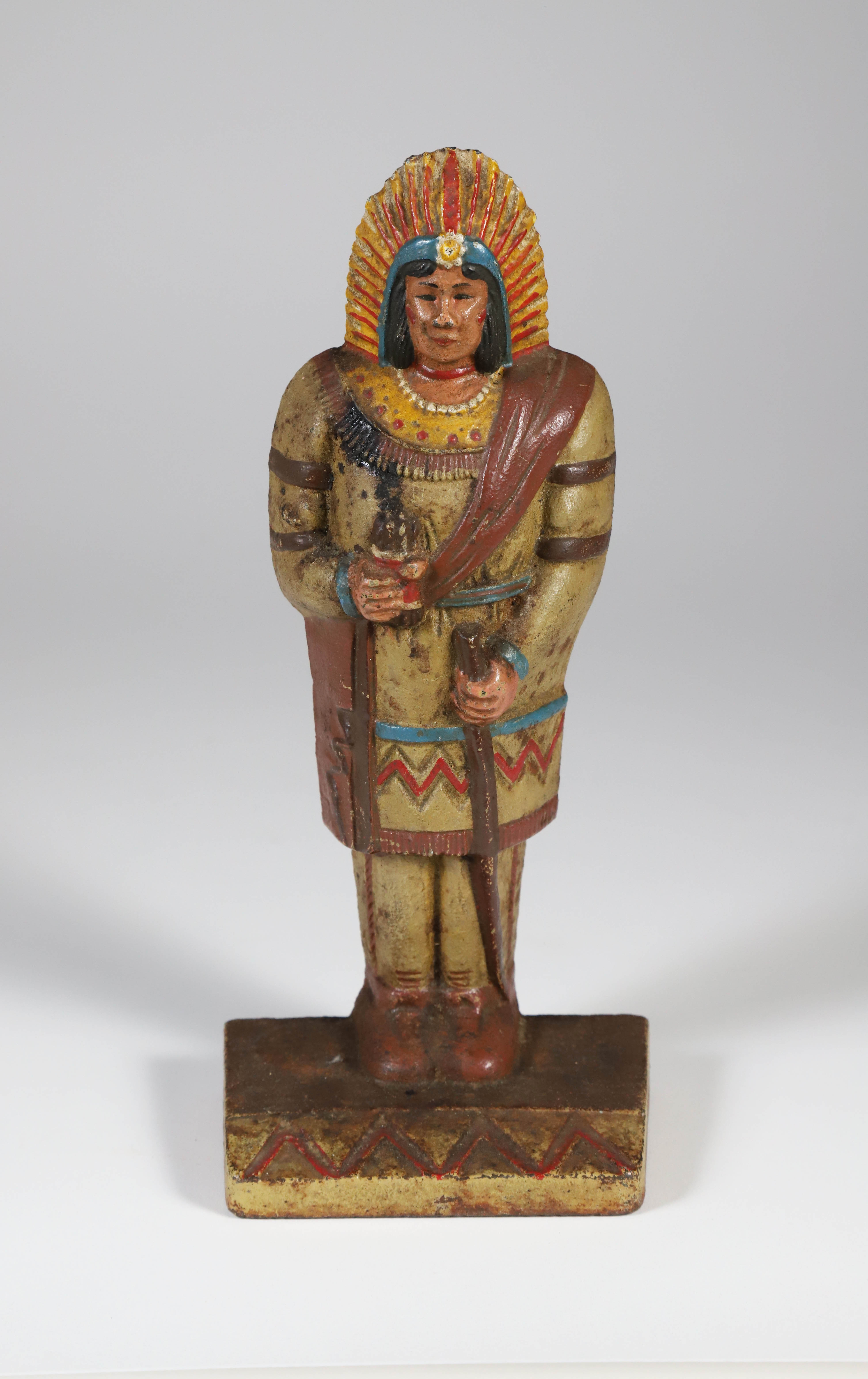 Cast Iron and Polychrome Native American Indian "Cigar Store" Doorstop ...