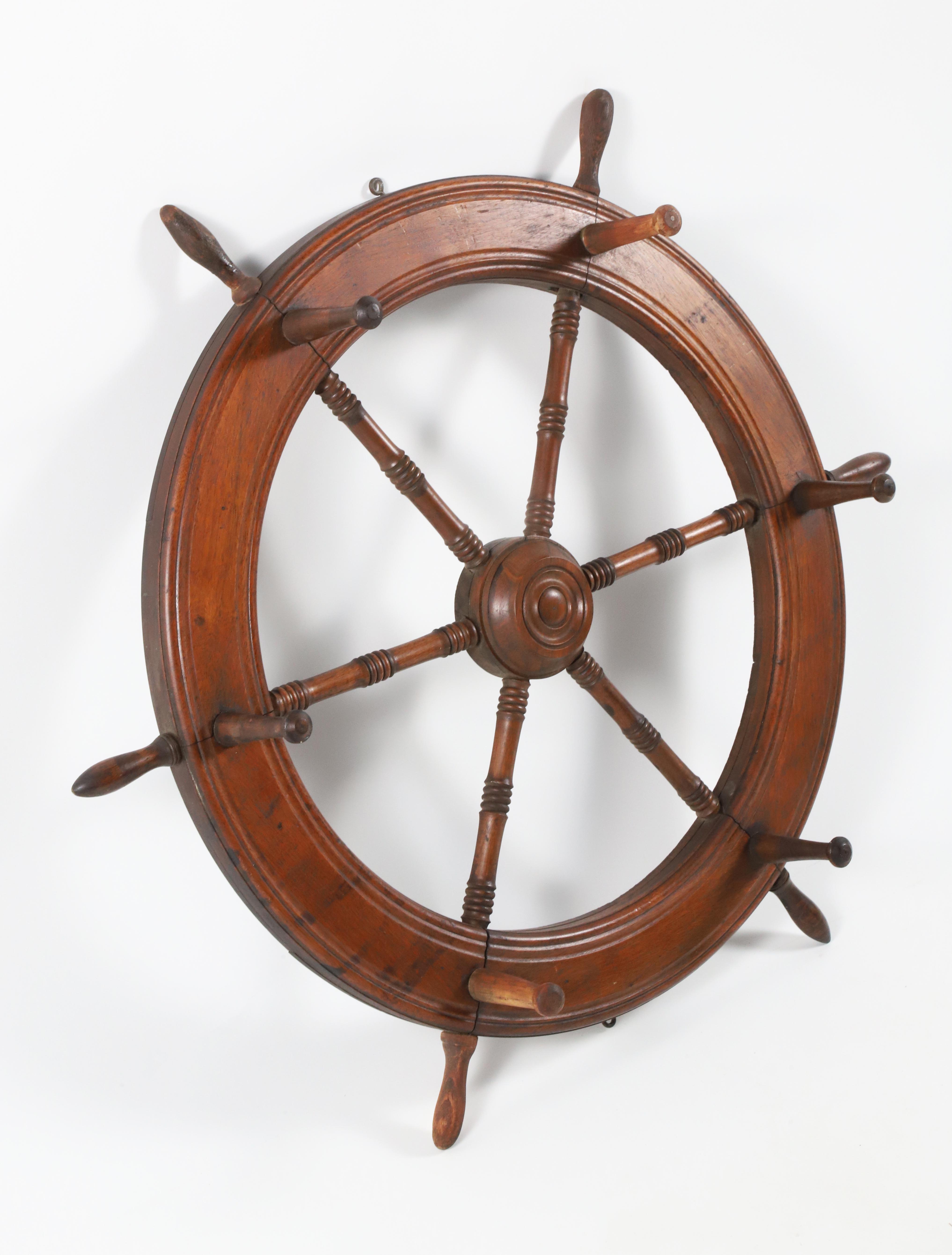 Vintage Turned Wood Ship's Wheel Hat Rack - Vintage Turned Wood Ship's ...