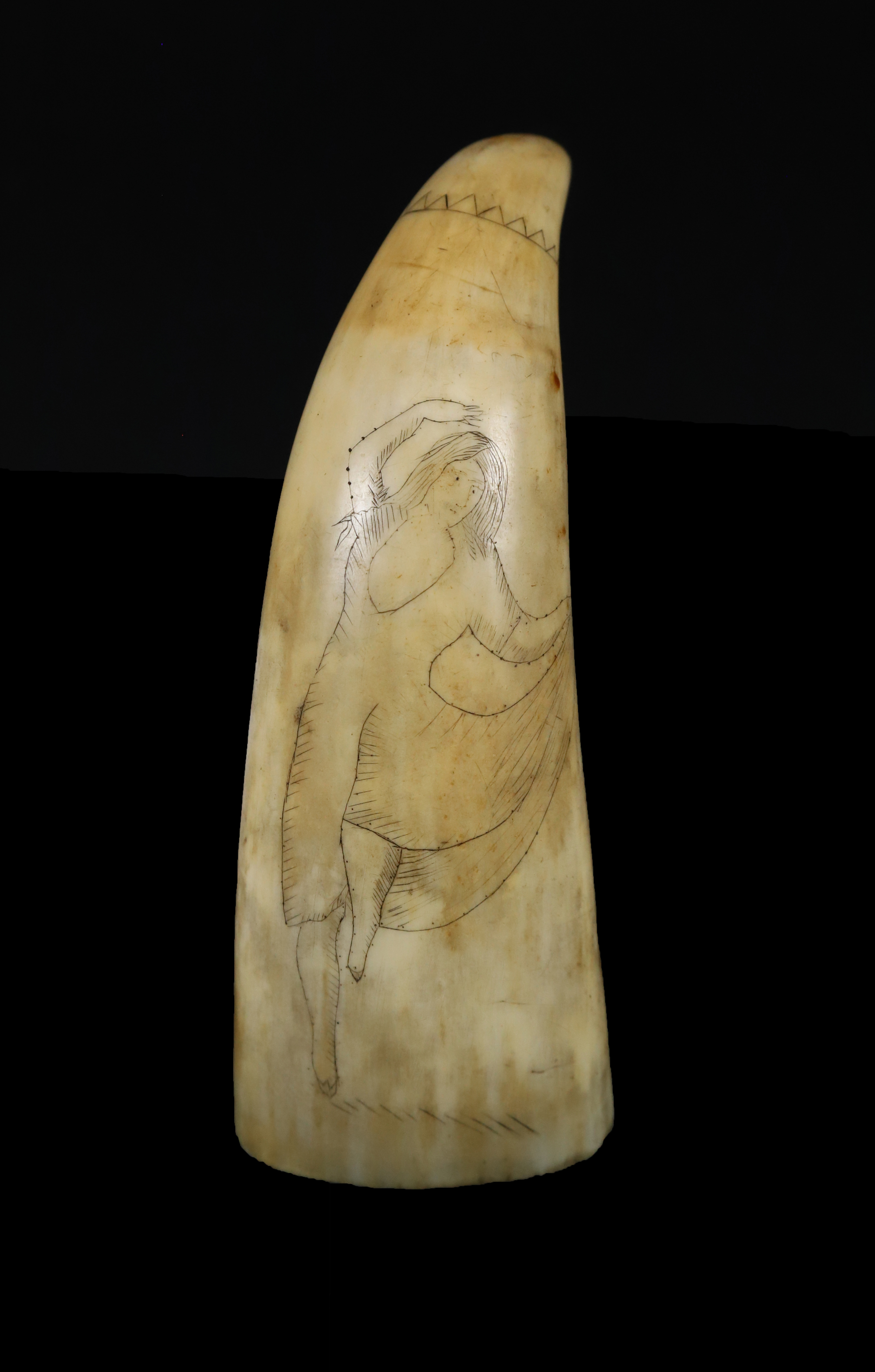 Scrimshaw Whale Tooth Lady Dancing 19th Century - Scrimshaw Whale's ...