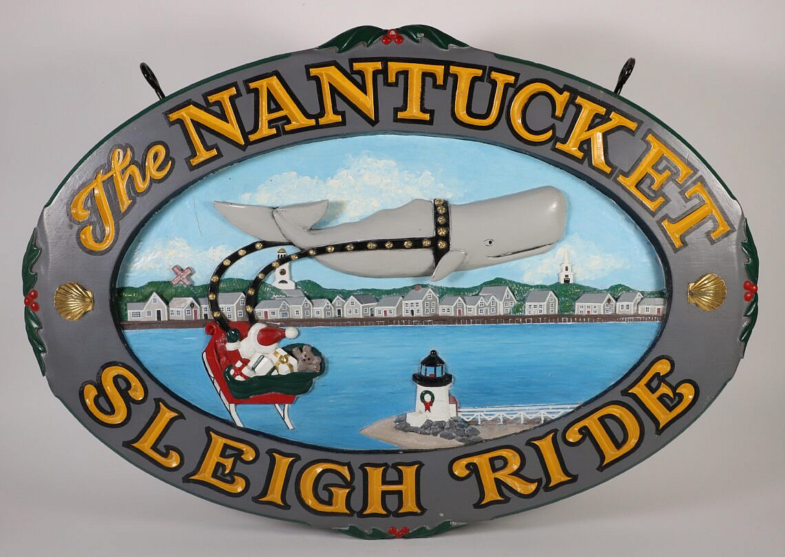 Paul McCarthy Hand Carved Double Sided Trade Sign "The Nantucket Sleigh ...