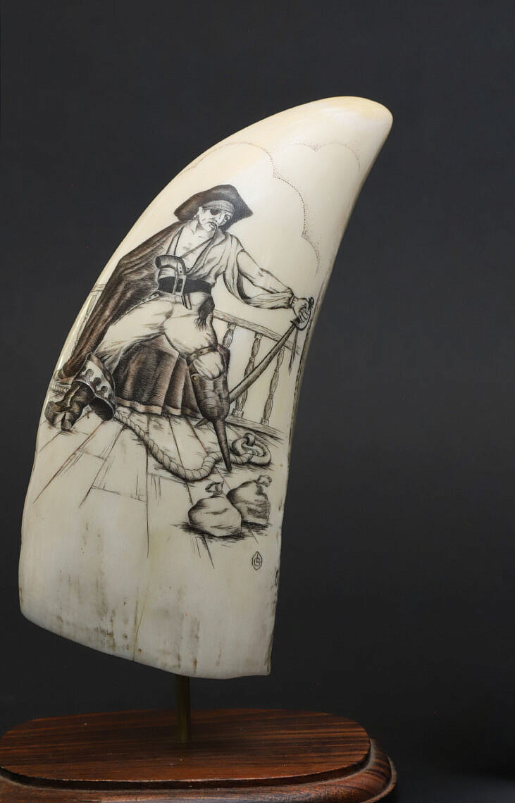 Fine Contemporary Scrimshaw Whale's Tooth Mid 20th Century - Fine ...