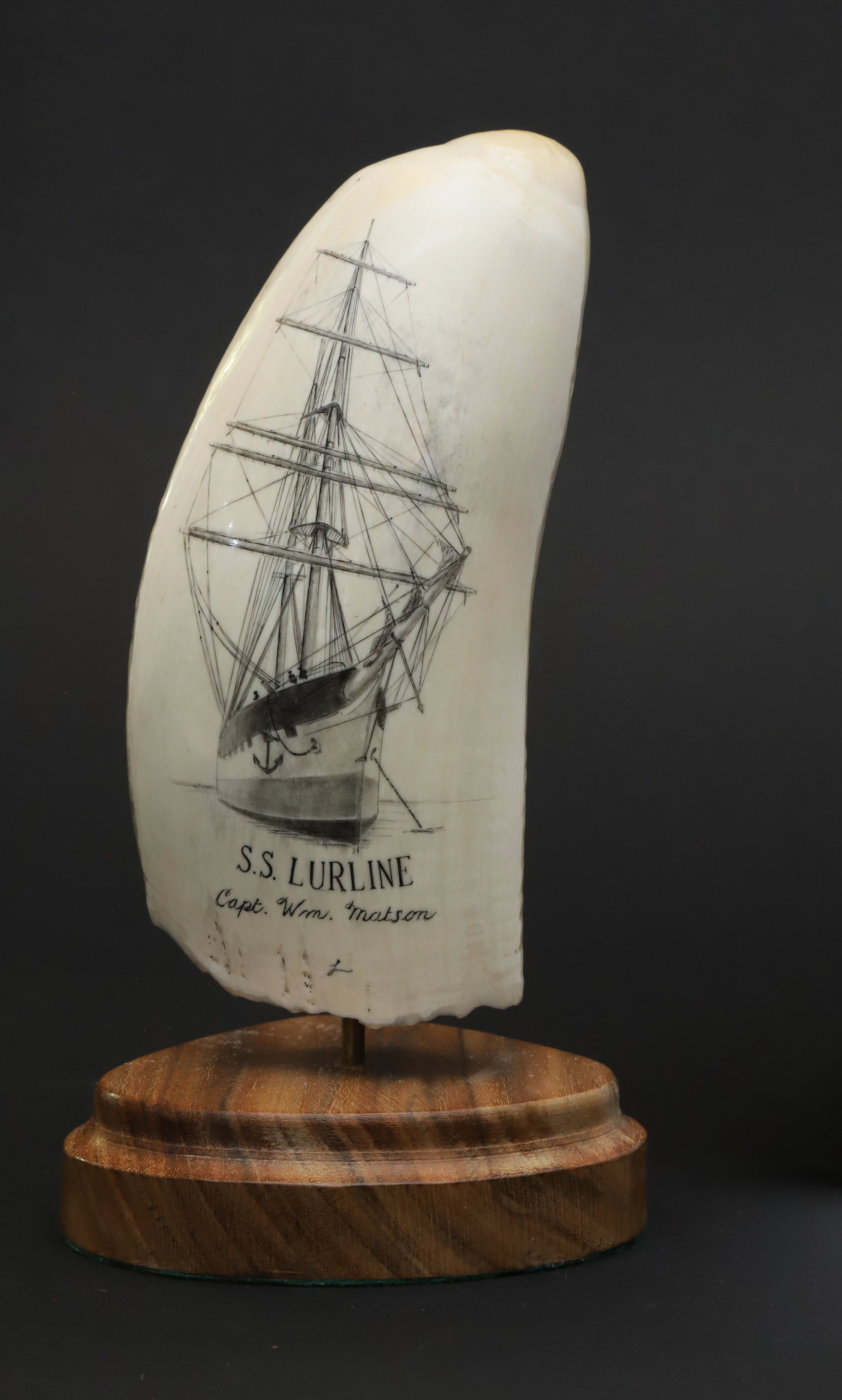 Fine John Lee Contemporary Scrimshaw Whale's Tooth Mid 20th Century ...
