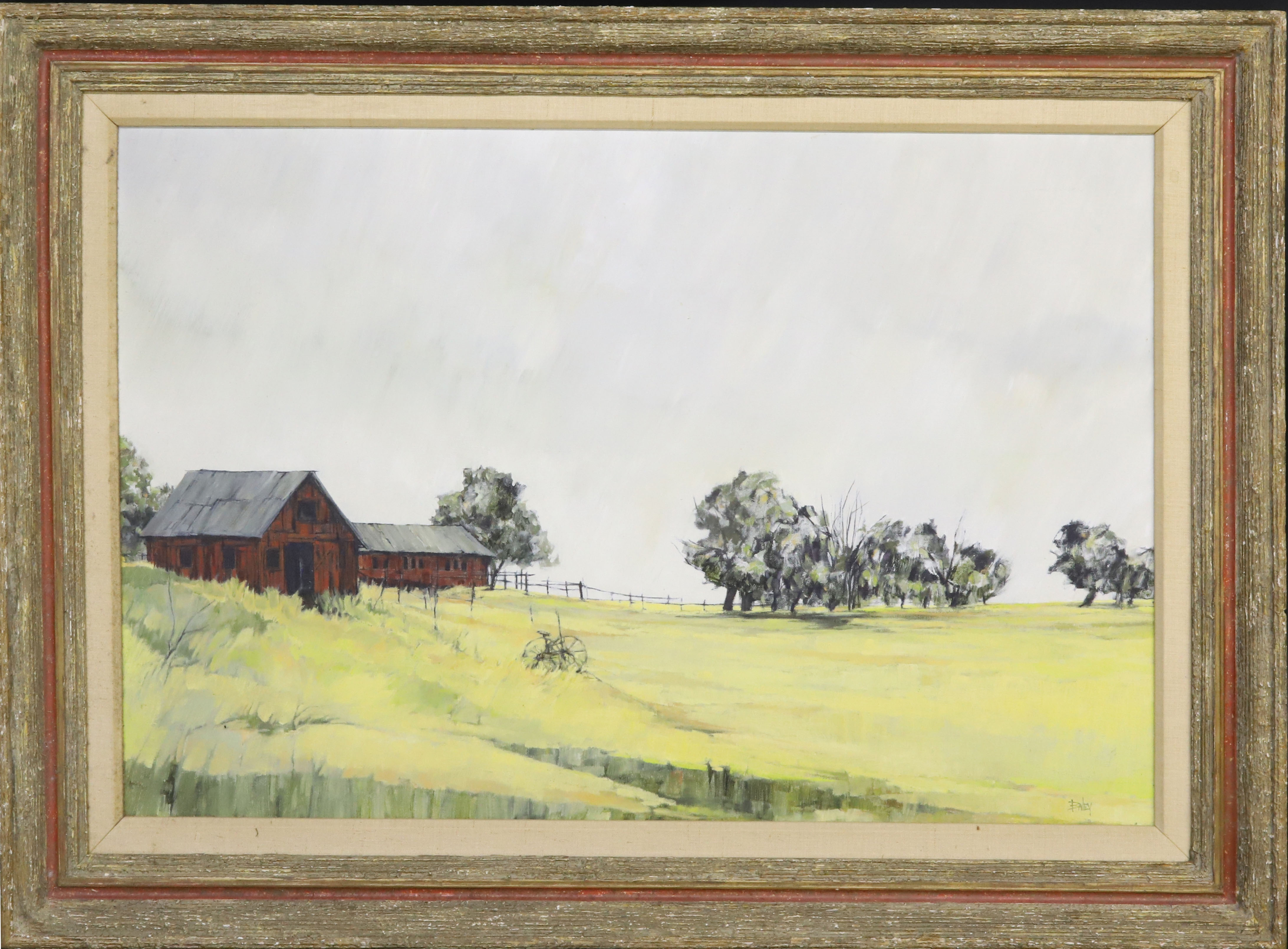 Roy Bailey Oil on Canvas "Red Barn" - Roy Bailey Oil on Canvas "Red ...