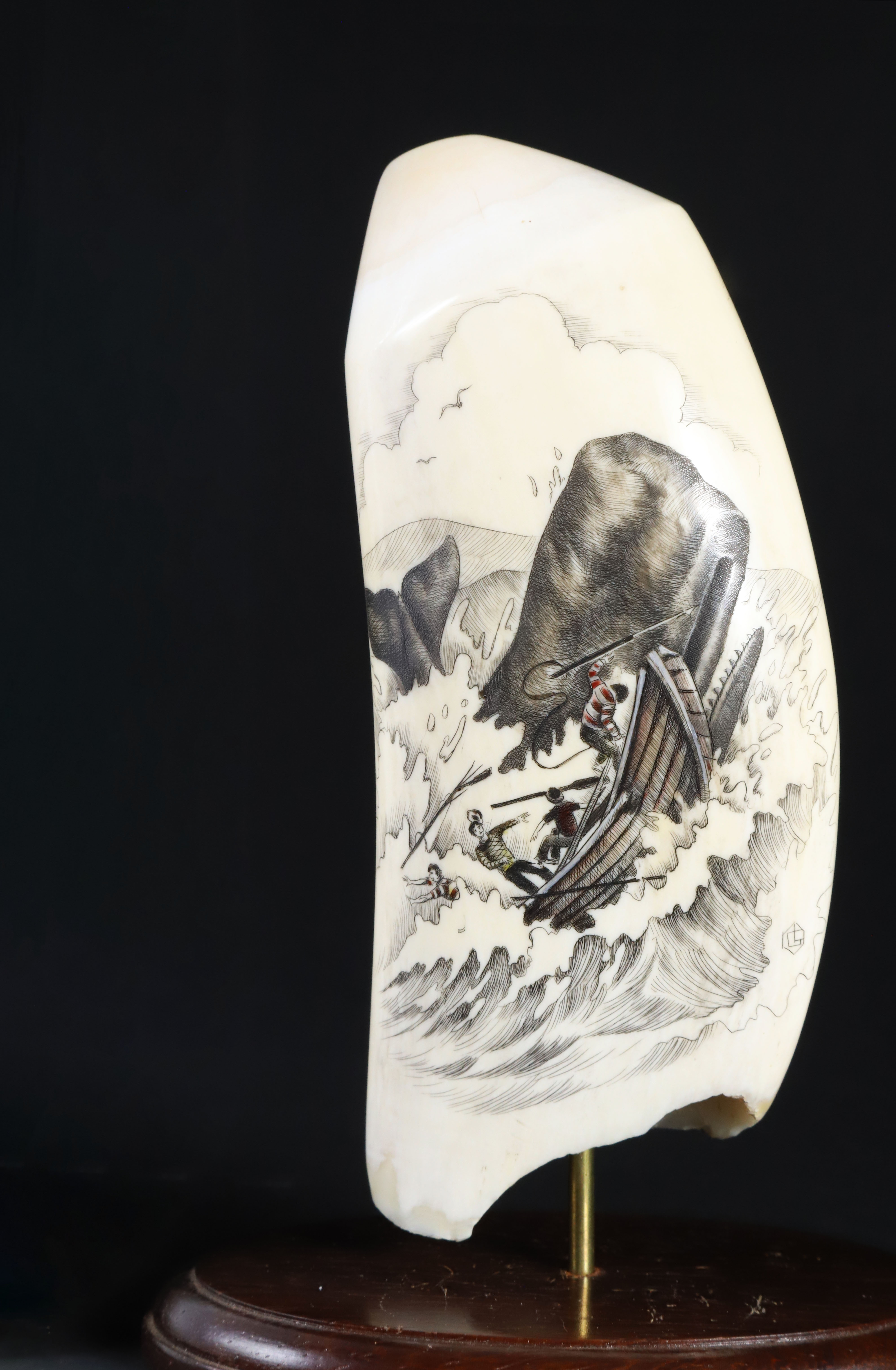 Fine Contemporary Scrimshaw Whale's Tooth Mid 20th Century - Fine ...