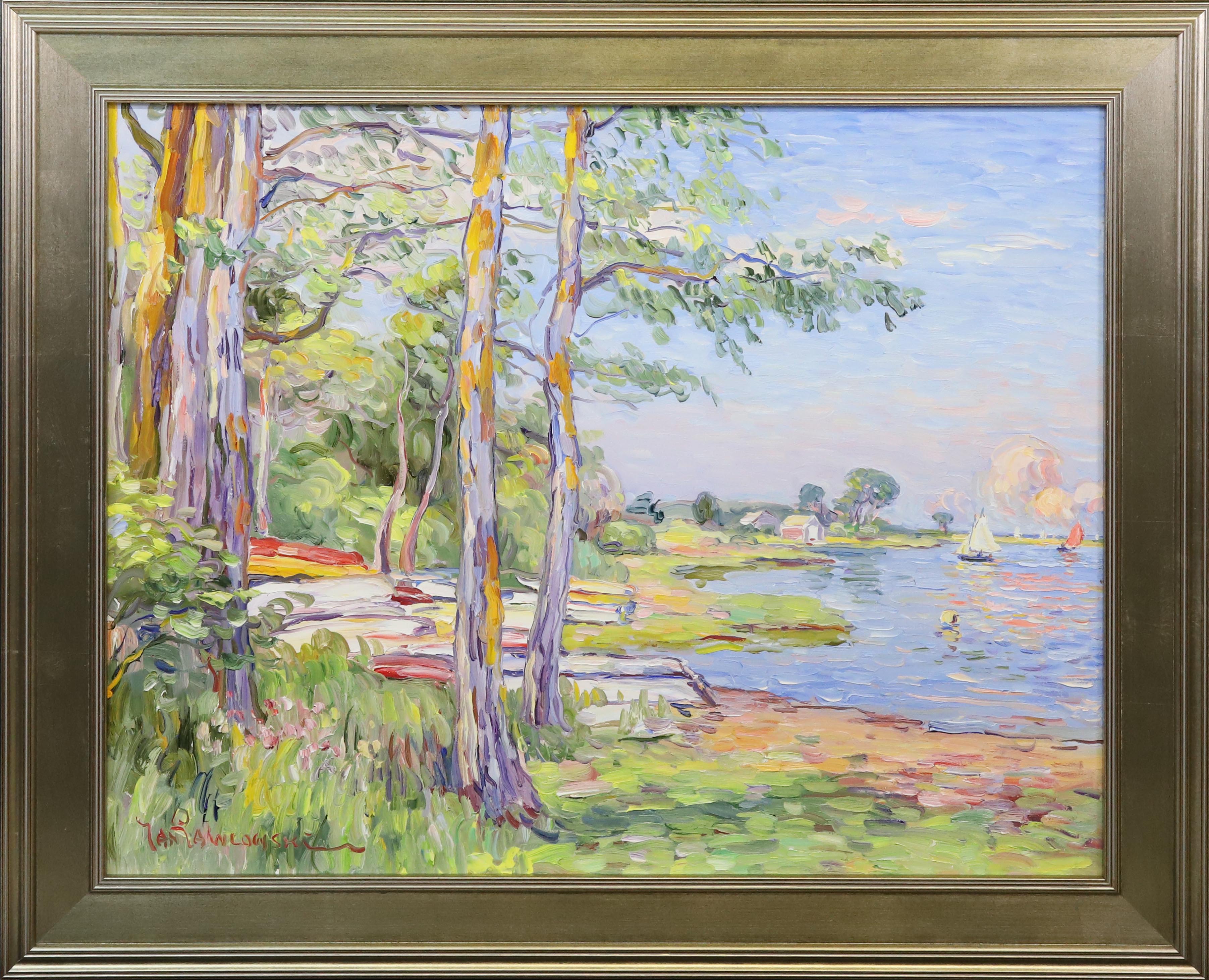 Jan Pawlowski Oil on Canvas "Polpis Harbor" - Jan Pawlowski Oil on ...