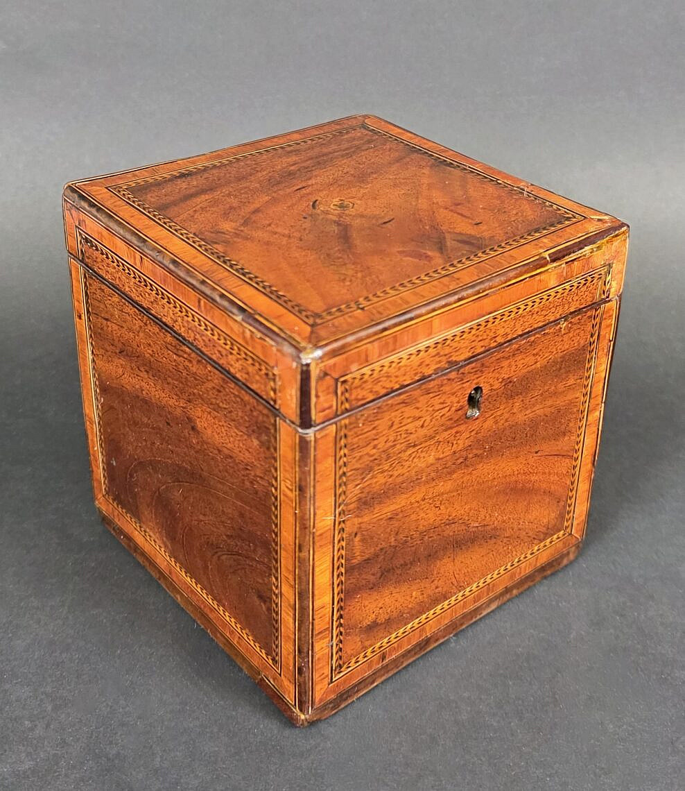 Antique British Regency Single Compartment Inlaid Tea Caddy - Antique ...