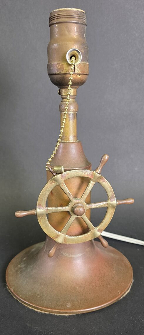 Vintage Brass Ships Wheel Table Lamp - Vintage Brass Ships Wheel Table ...