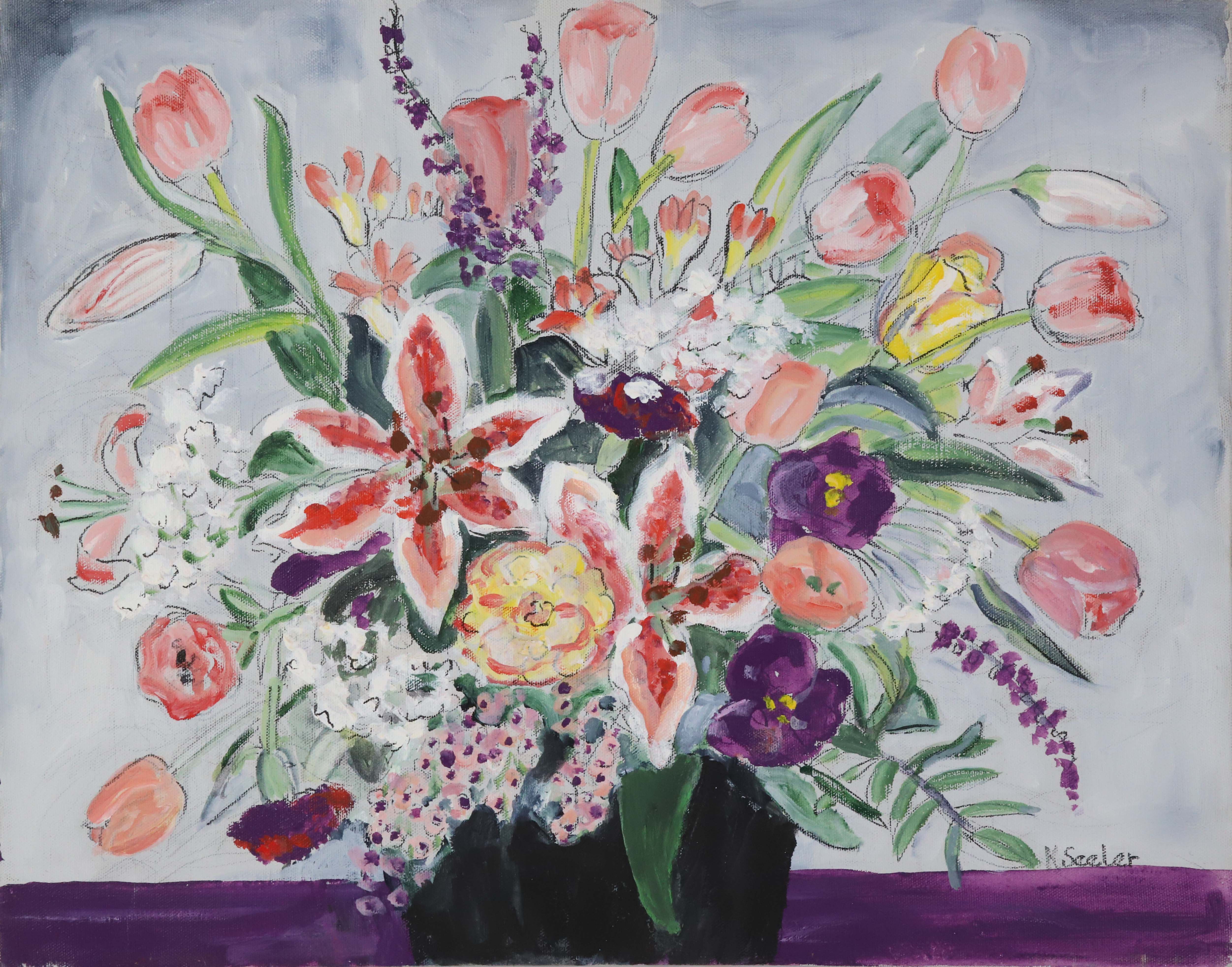 Katherine Seeler Oil on Canvas Floral Still Life - Katherine Seeler Oil ...