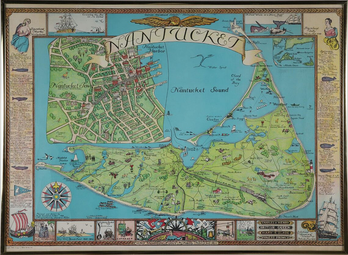 Ruth Haviland Sutton Map of Nantucket Island and Surrounding Historical ...