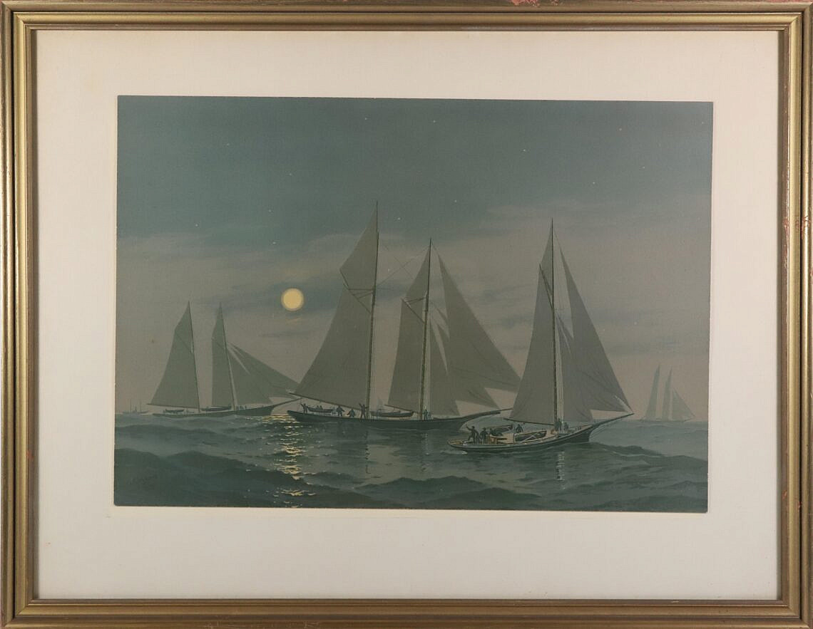 Frederic S. Cozzens (1846-1928) Lithograph "Moonlight on Nantucket ...