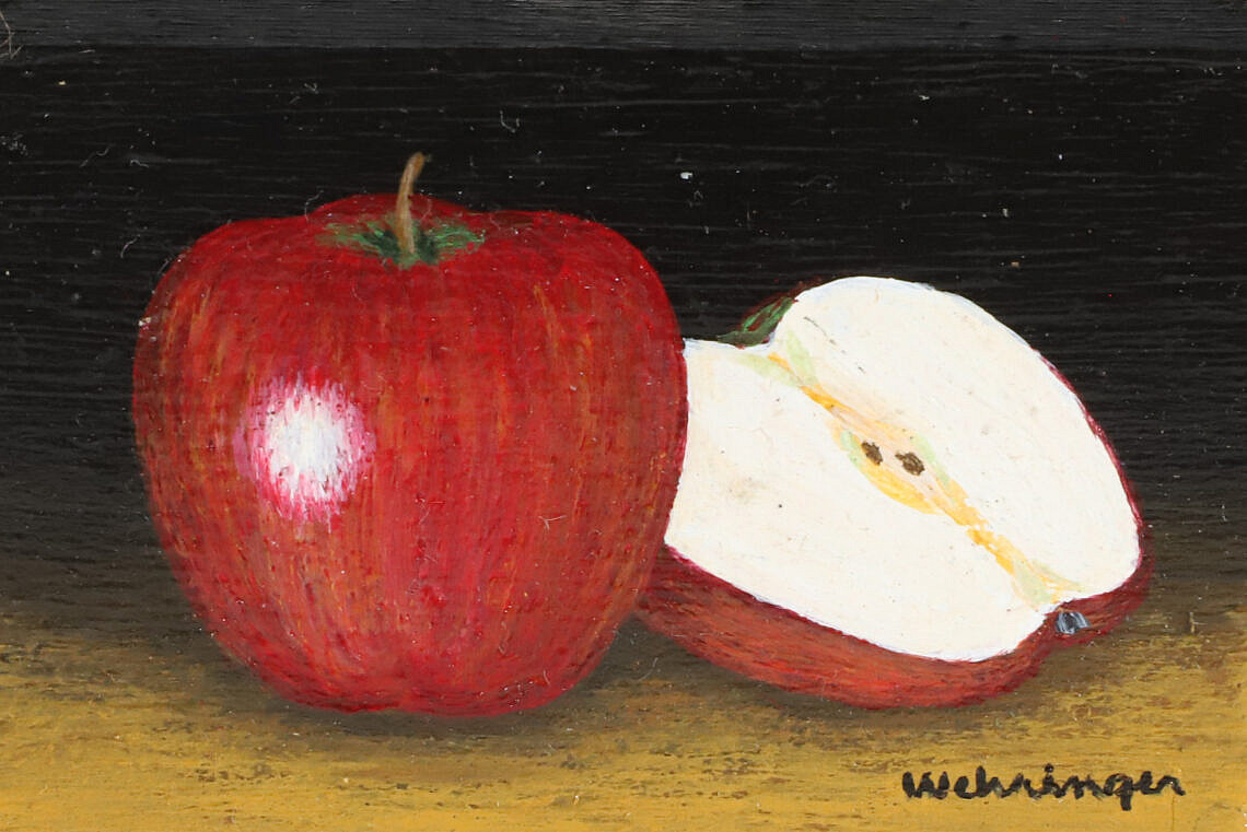 Charles Wehringer Miniature Still Life Oil on Board "Red Apples ...