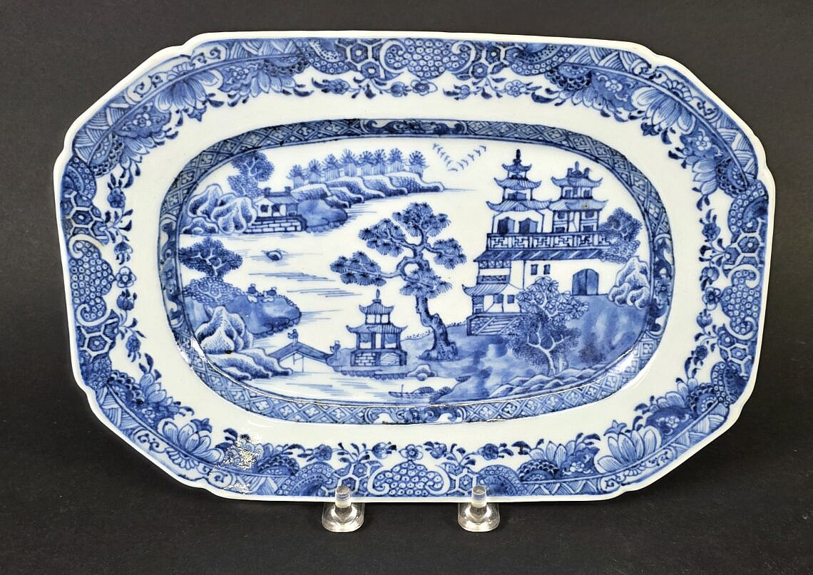 Antique Chinese Blue and White Porcelain Rectangular Serving Dish ...